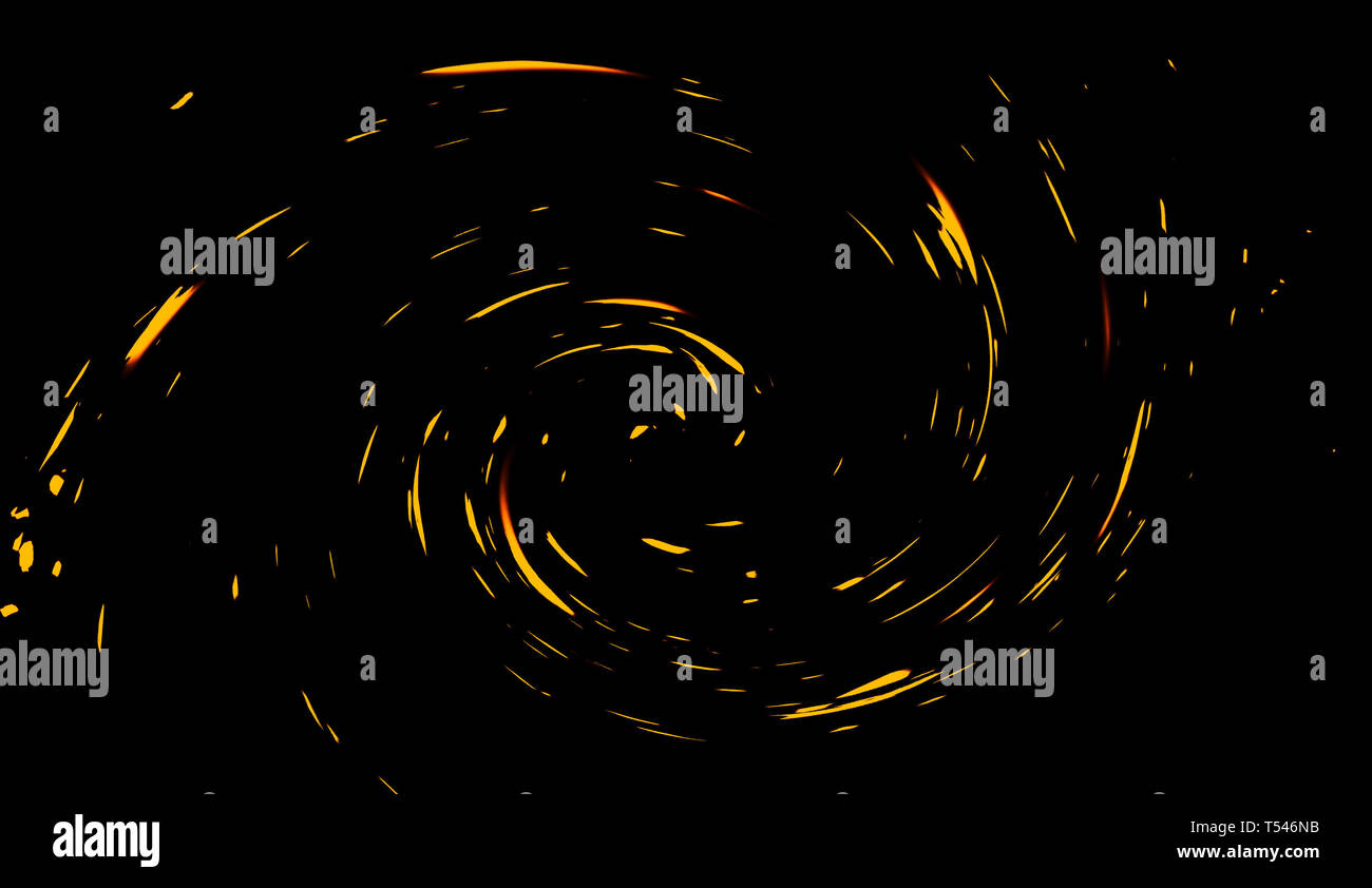 Fire particles effect dust debris isolated on black background, motion ...