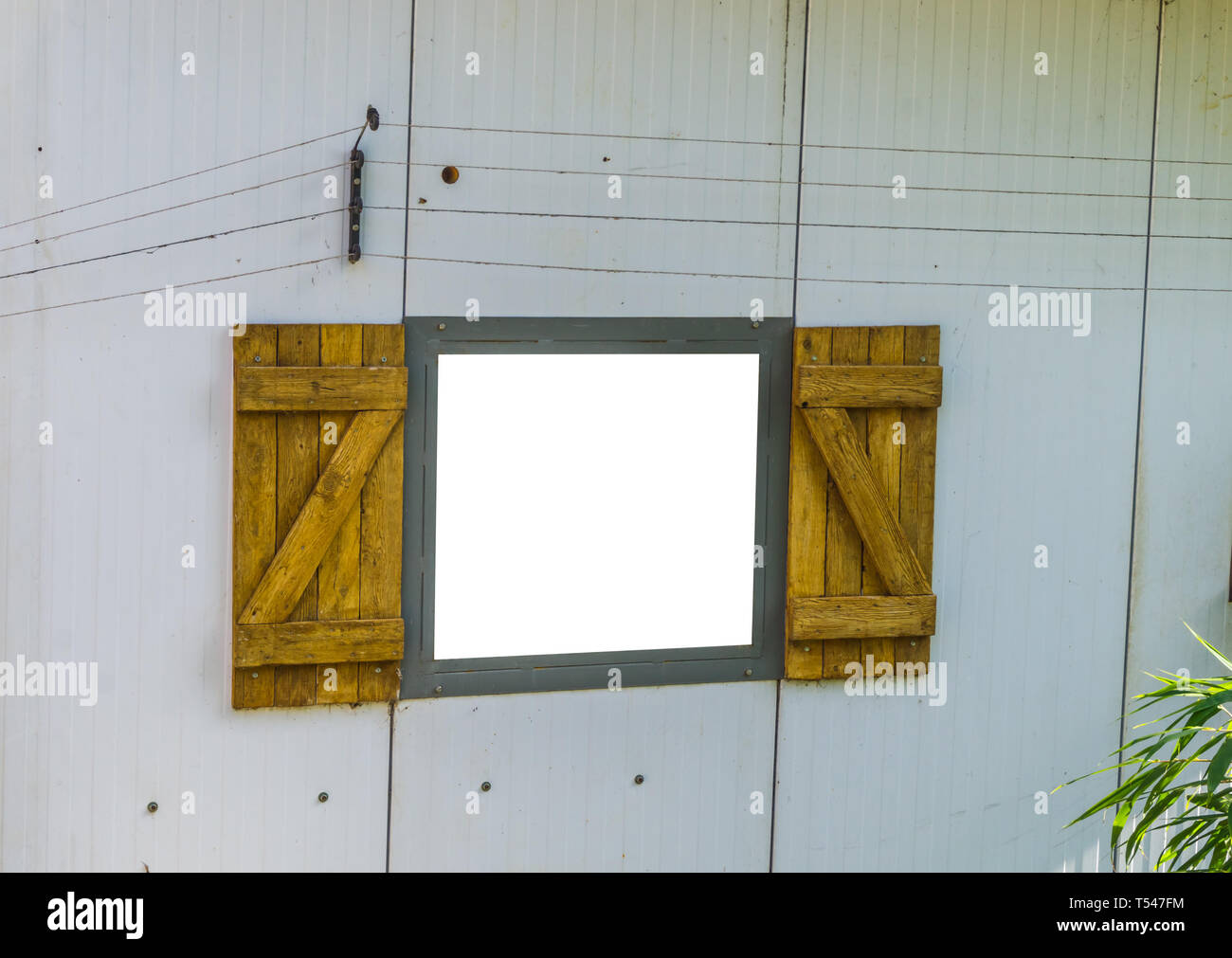 open window frame cut out and isolated with white, classical window ...