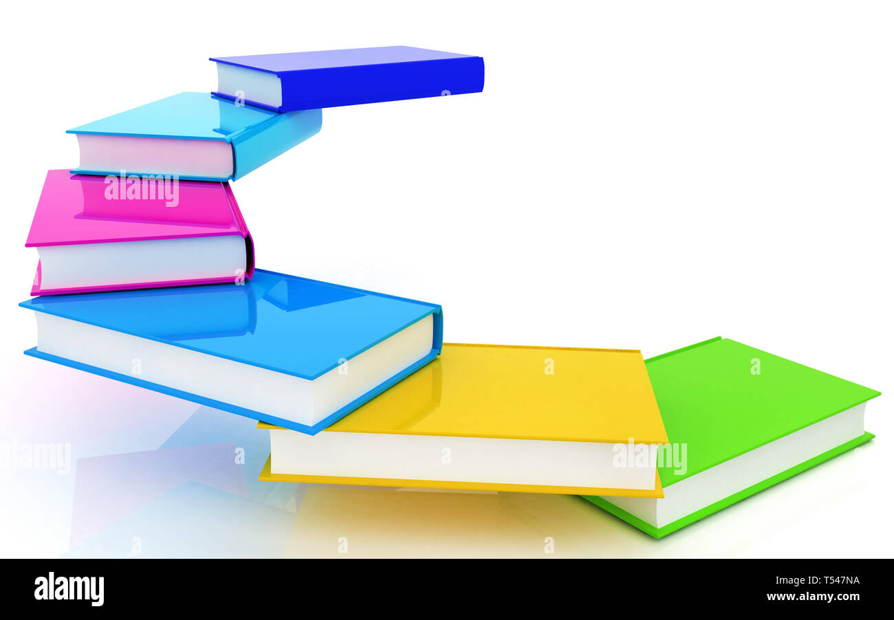 colorful real books on a white background Stock Photo - Alamy