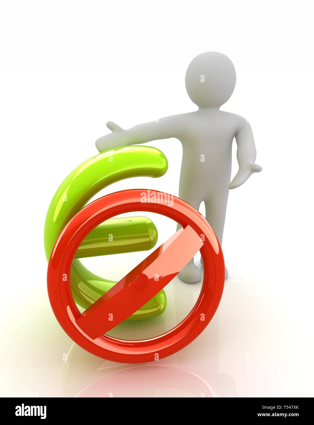 3d man with prohibition sign and dollar Stock Photo - Alamy