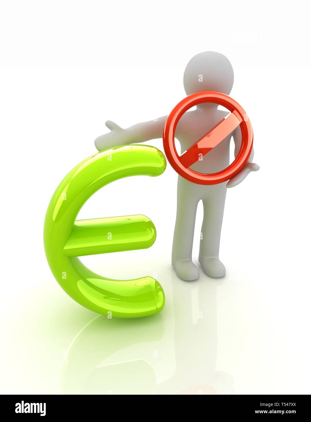 3d man with prohibition sign and dollar Stock Photo - Alamy