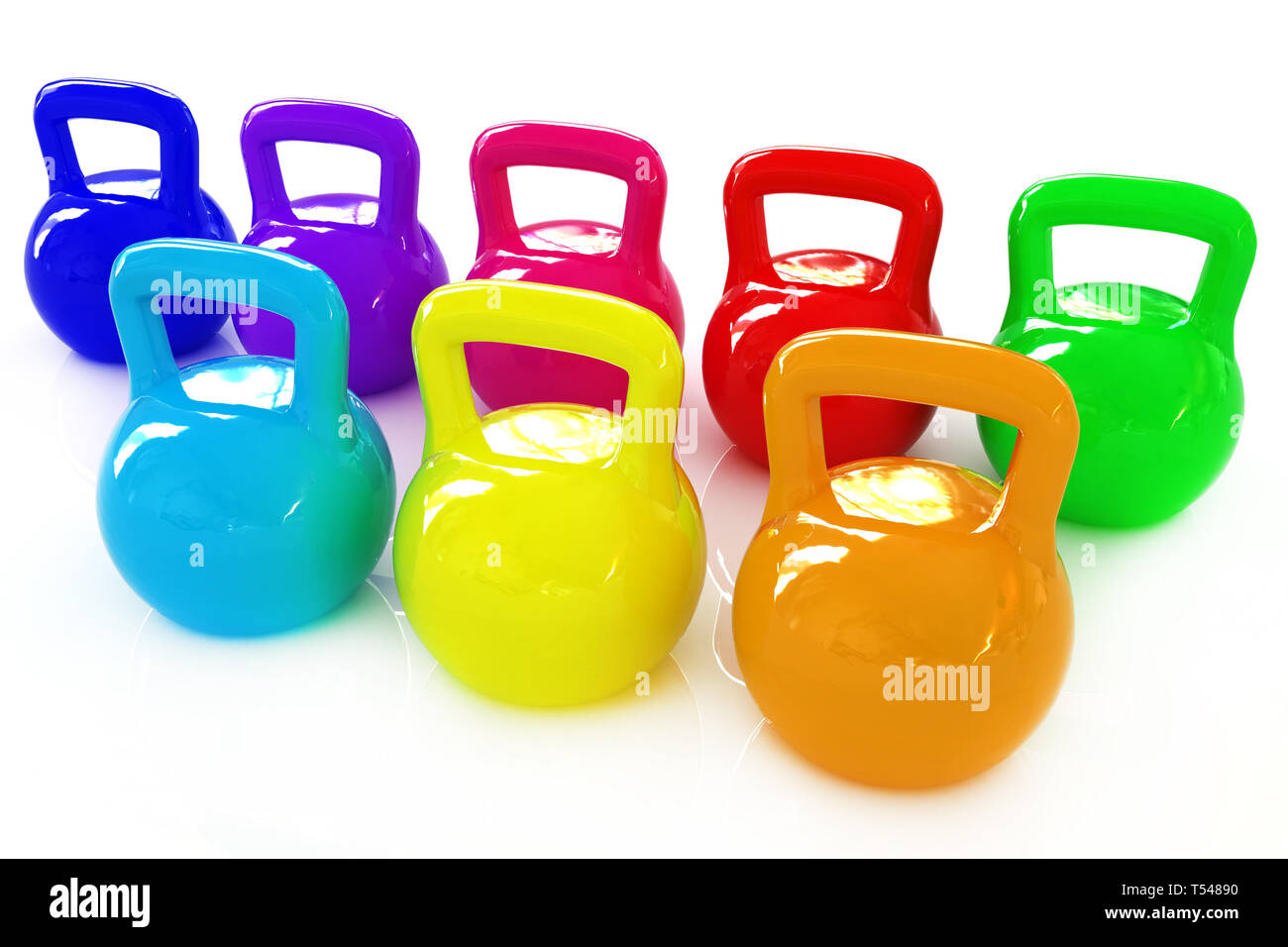 Colorful weights on a white background Stock Photo - Alamy