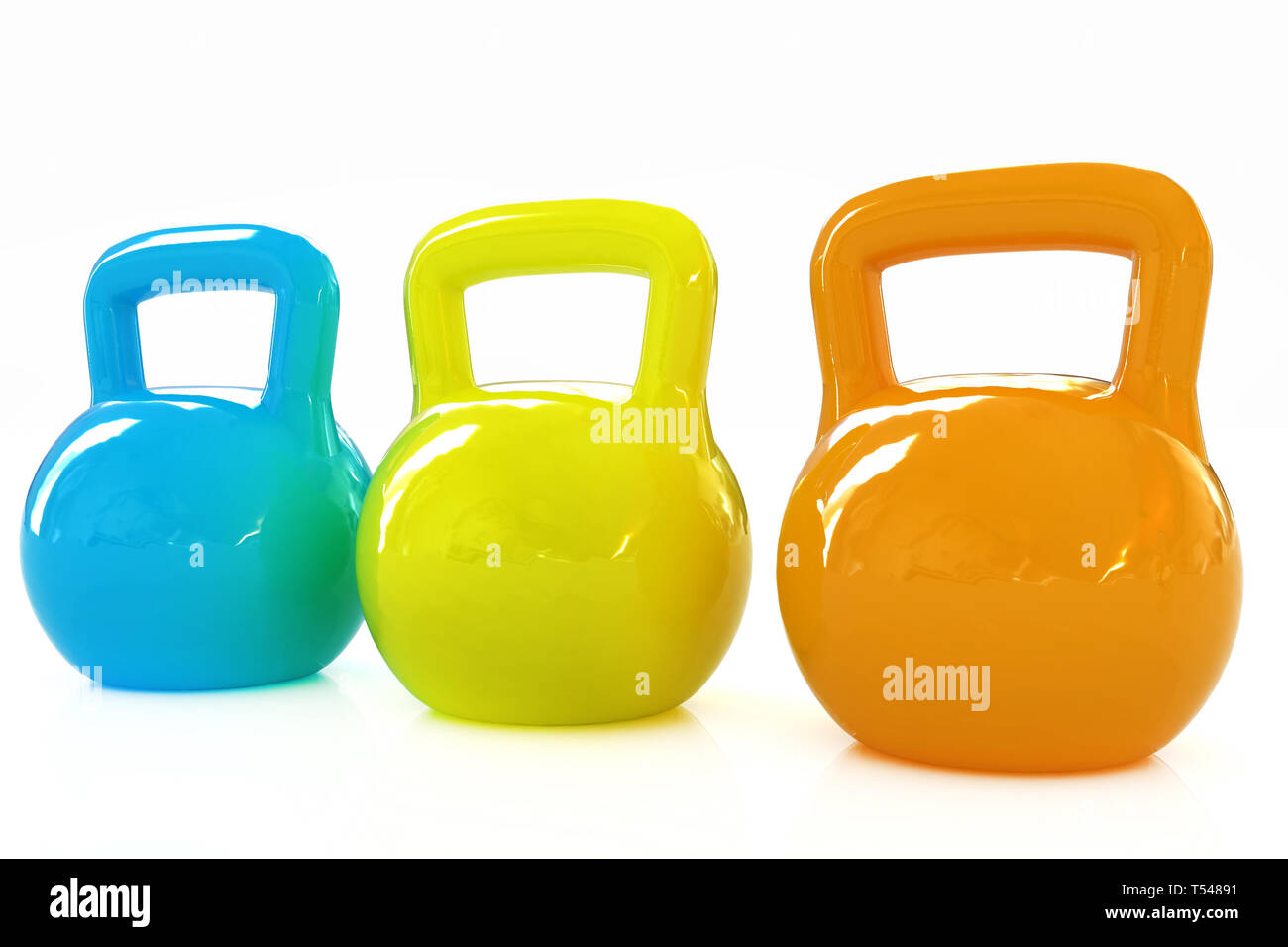 Colorful weights on a white background Stock Photo - Alamy