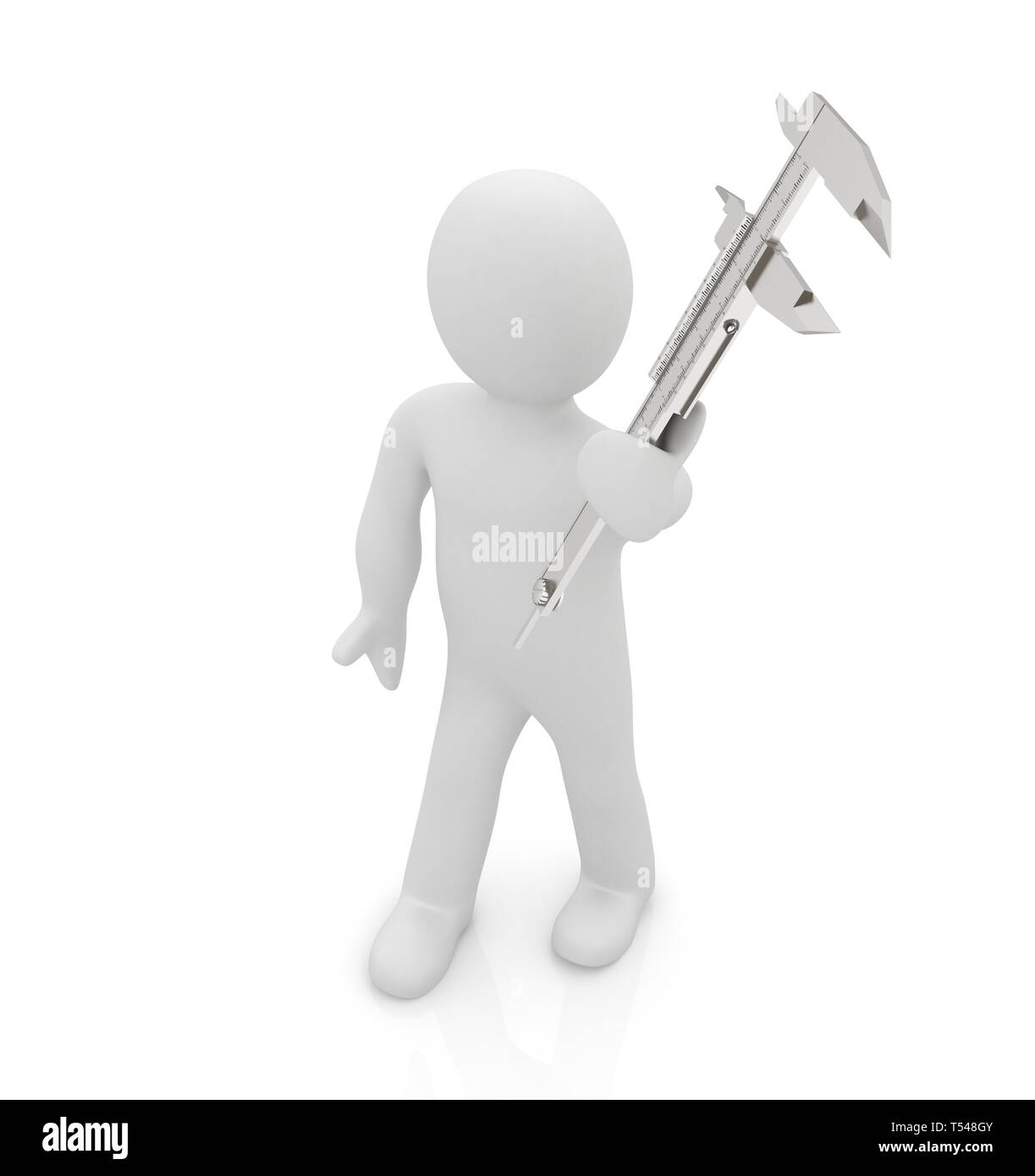 3d man with vernier caliper on a white background Stock Photo - Alamy