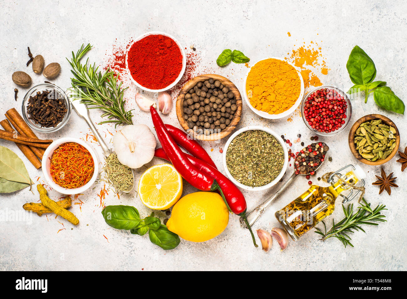 Herbs top view hi-res stock photography and images - Alamy