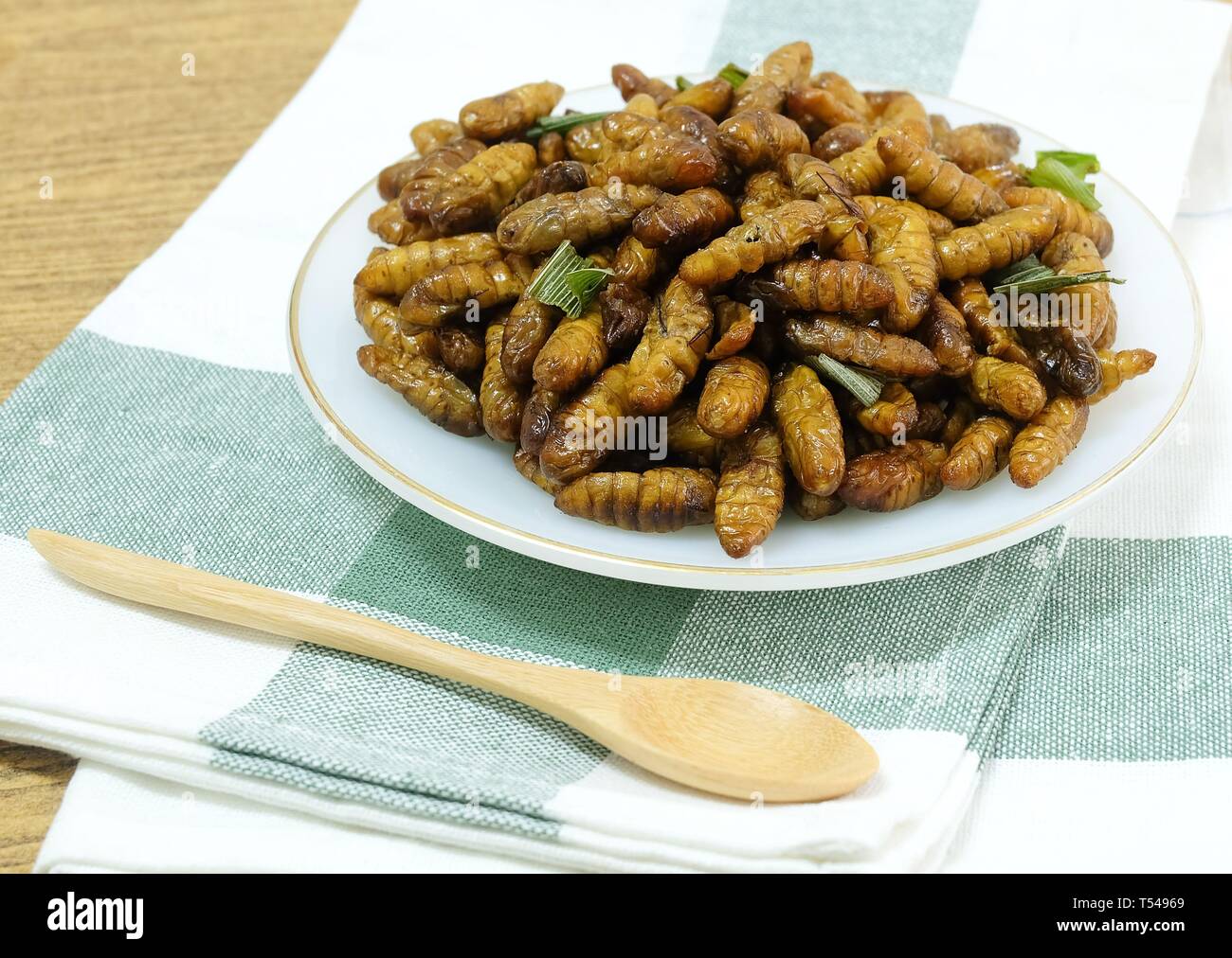 Cuisine and Food, Thai Traditional Deep Fried Marinated Coconut Worms ...
