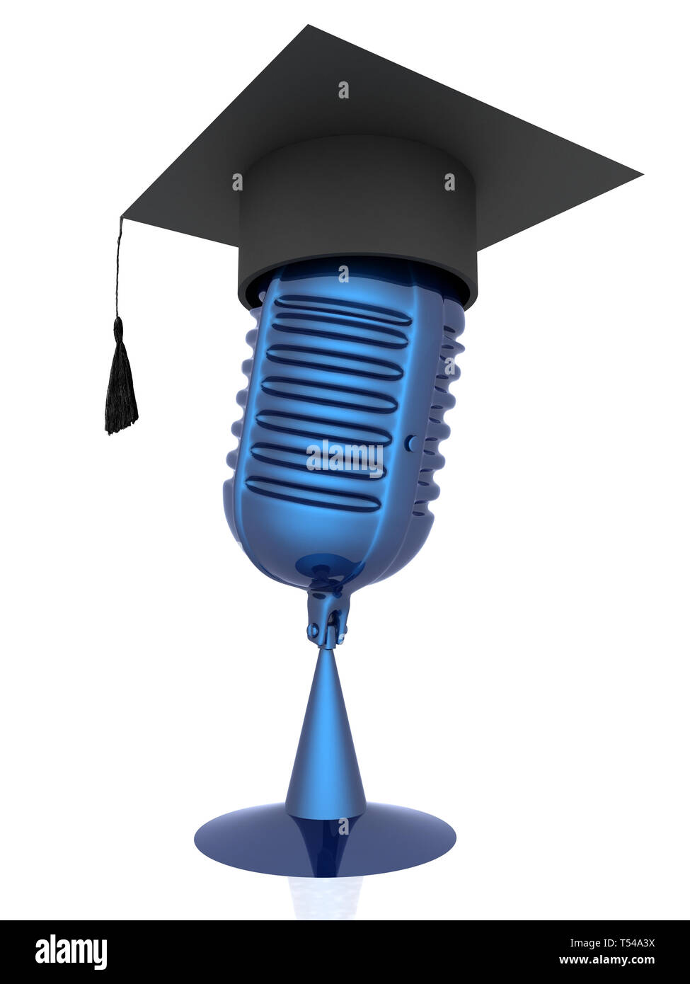 New 3d concept of education with microphone and graduation hat Stock ...