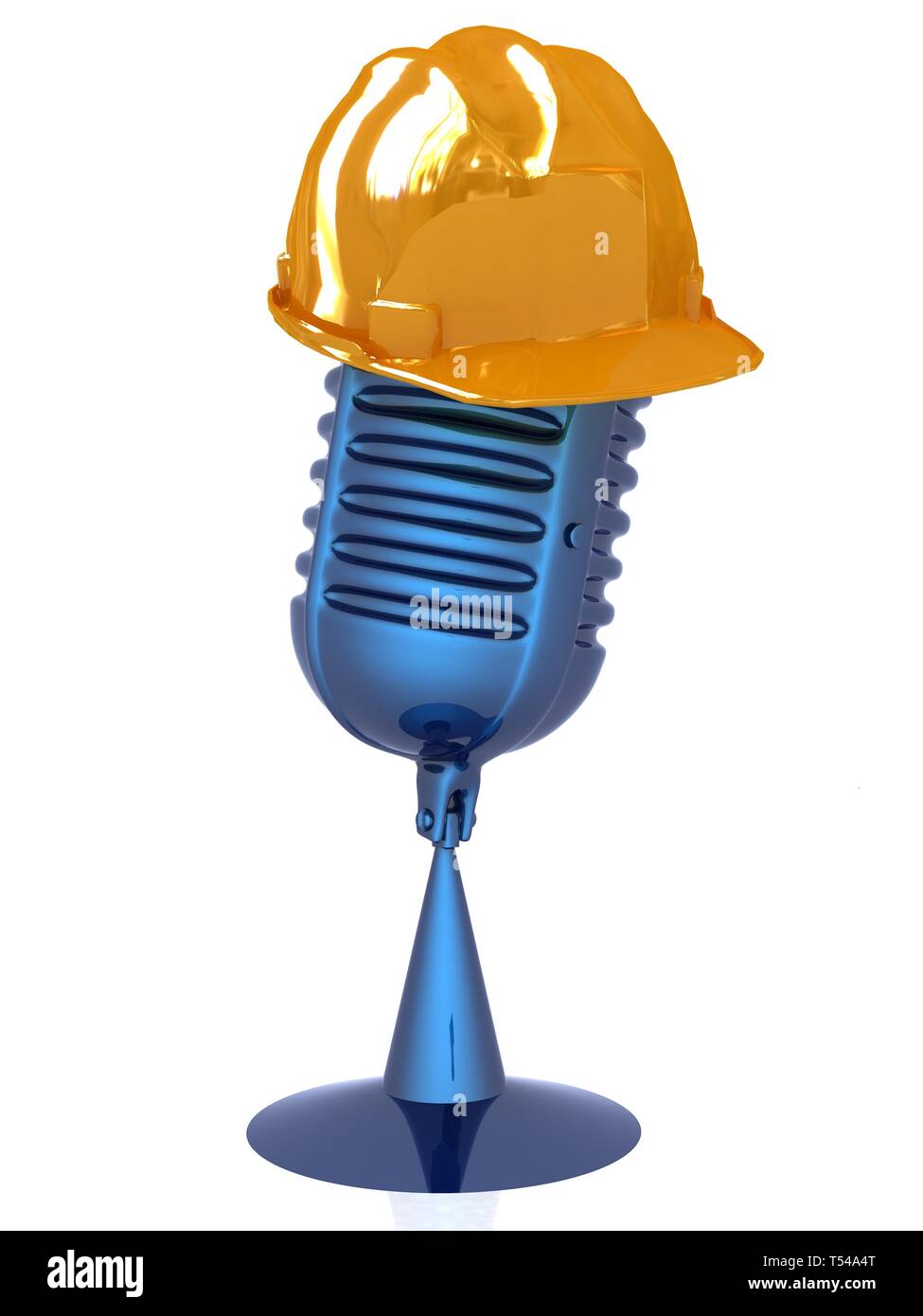 New 3d concept of technology education with microphone and hard hat ...