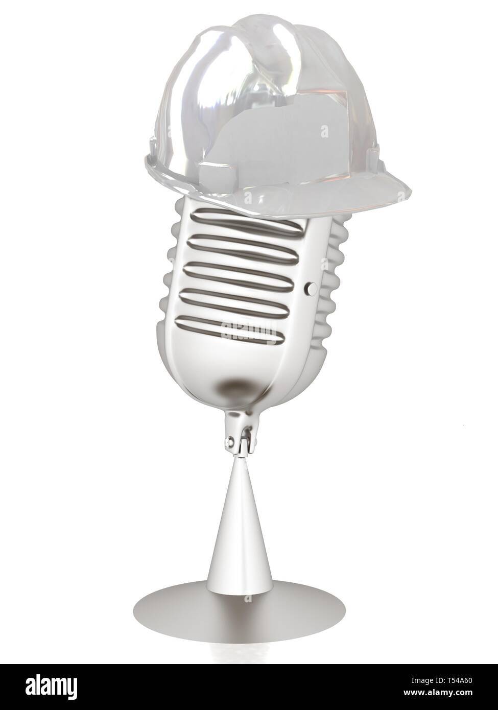 New 3d concept of technology education with microphone and hard hat ...