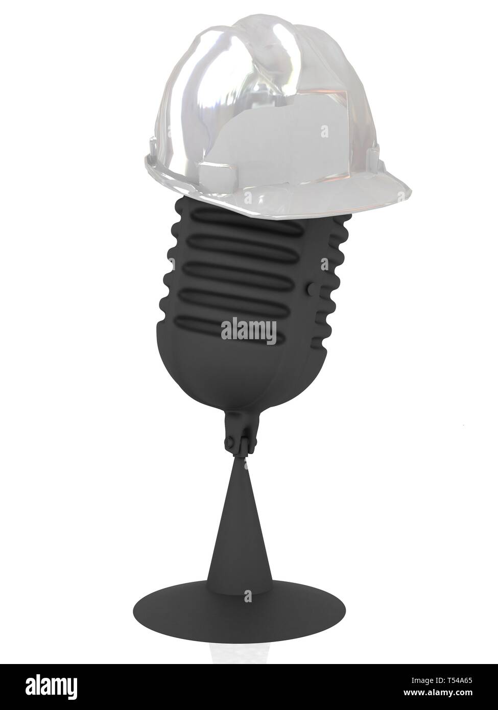 New 3d concept of technology education with microphone and hard hat ...