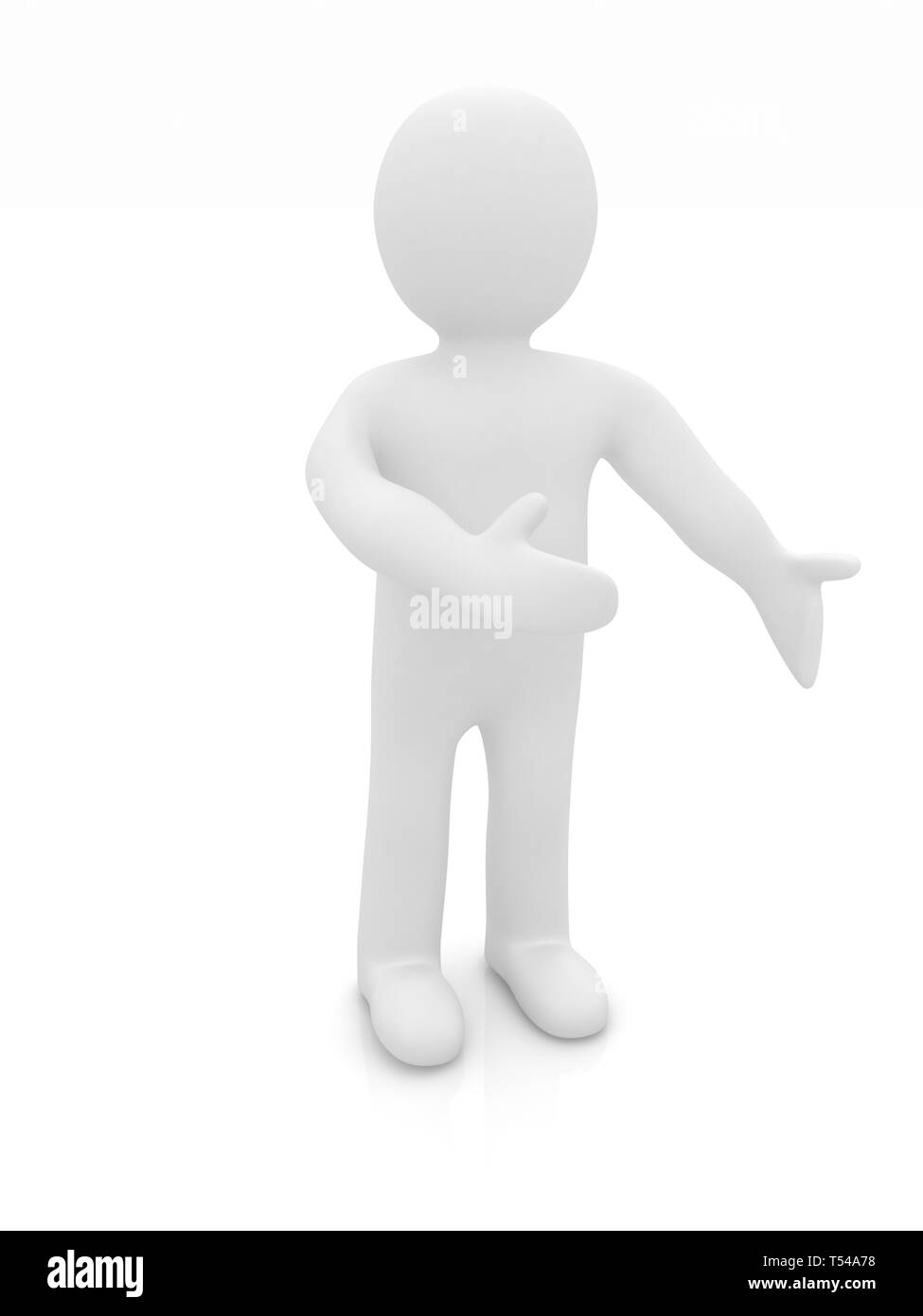 Happy 3d business man showing copy space, isolated on white Stock Photo ...
