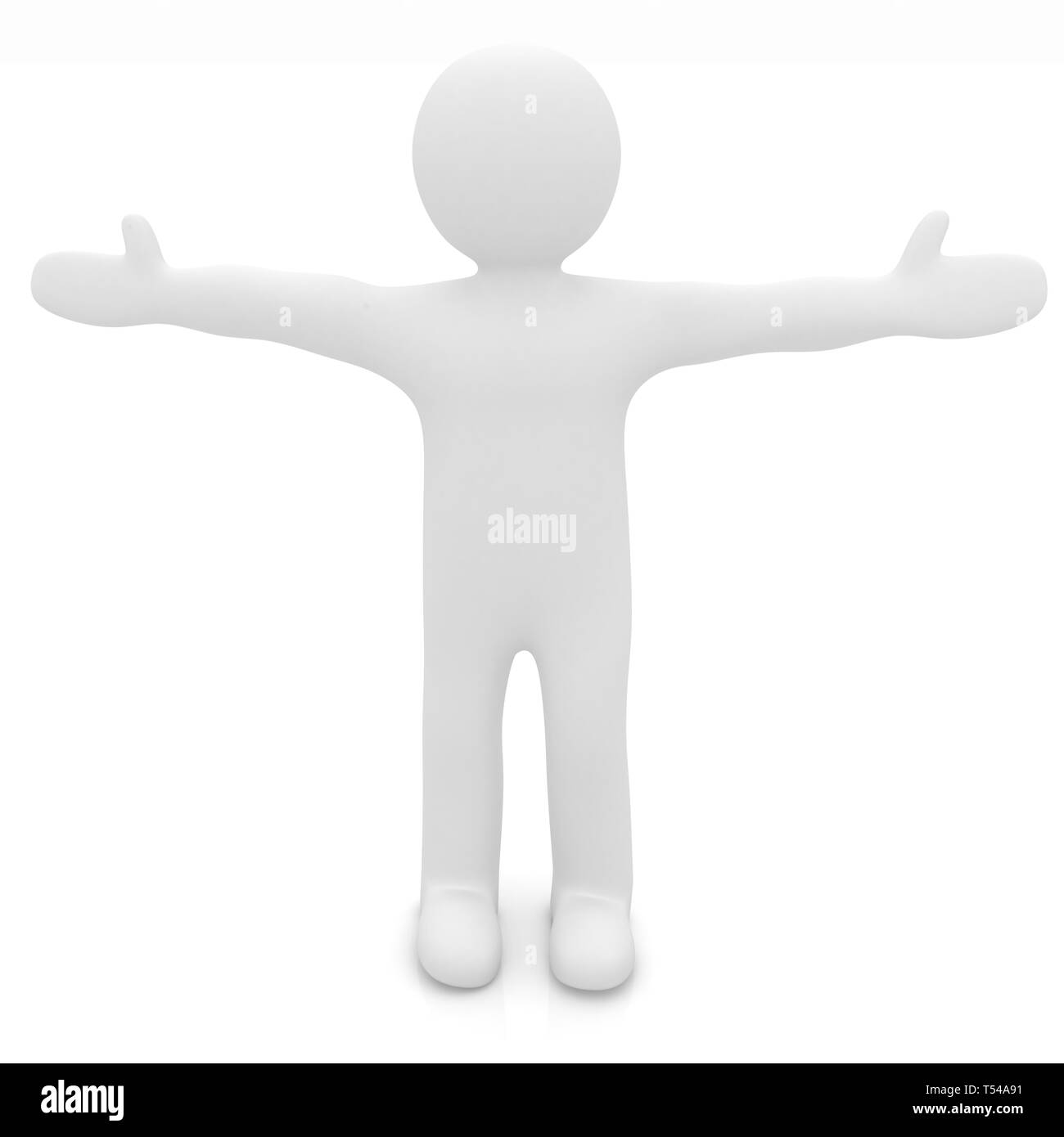 3d man isolated on white. Series: morning exercises - arms to the side ...