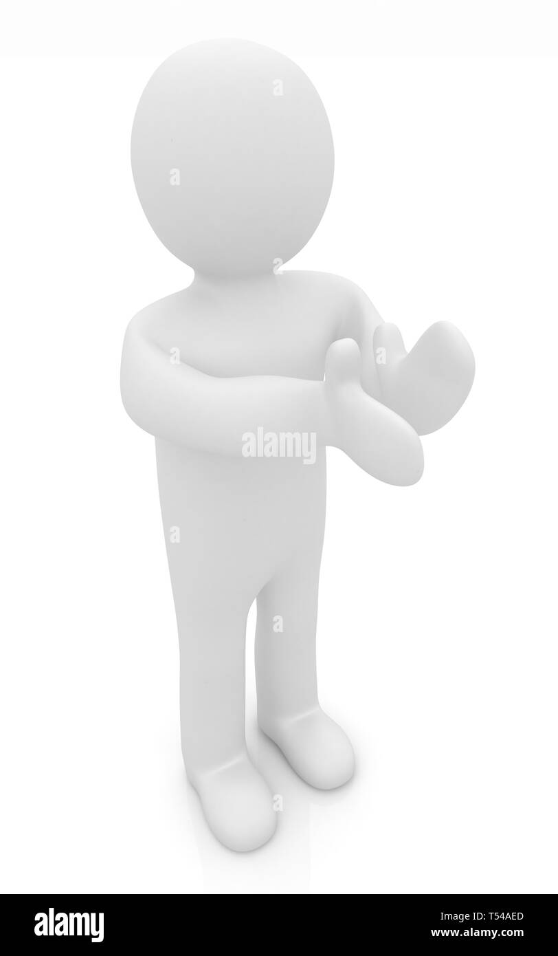 3d man isolated on white. Series: human emotions - clapping Stock Photo ...