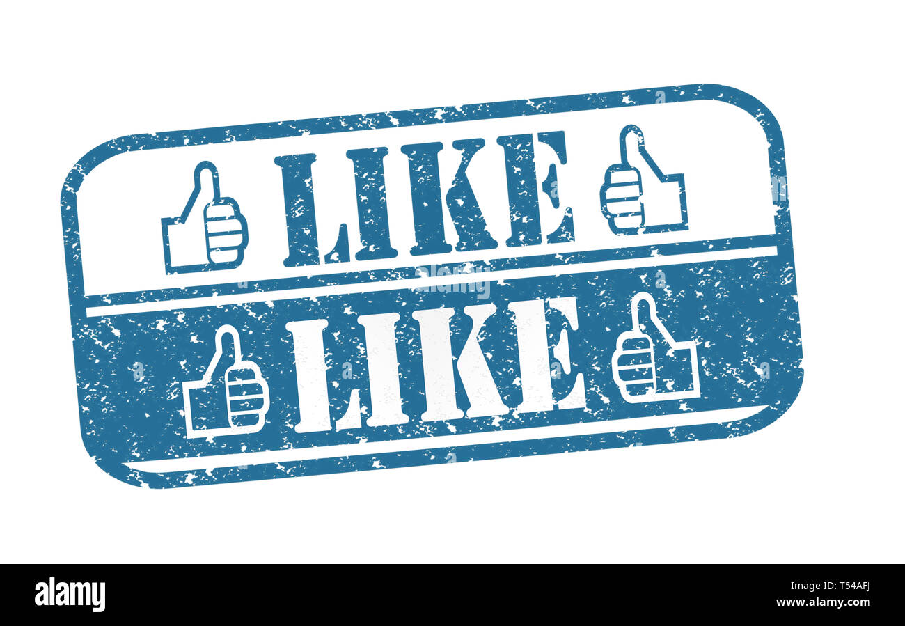 Rubber Stamp Like Gesture Thumb text on white illustration Stock Photo ...