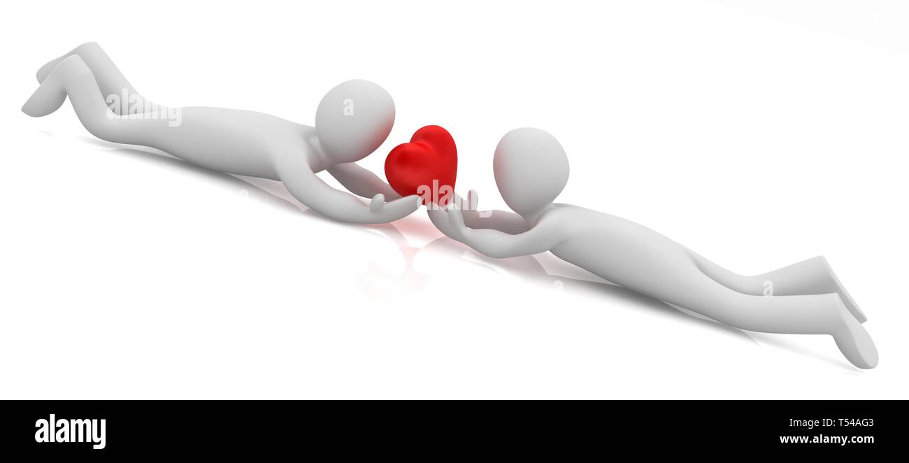 3D humans lying and holds heart Stock Photo - Alamy