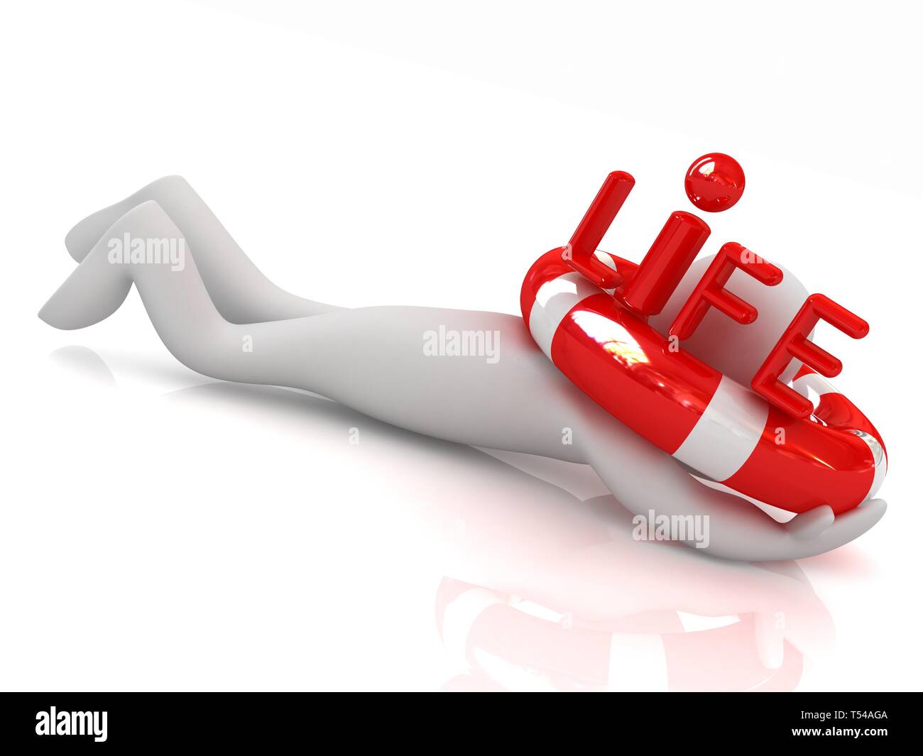 Man with life ring. 3d rendered illustration Stock Photo - Alamy