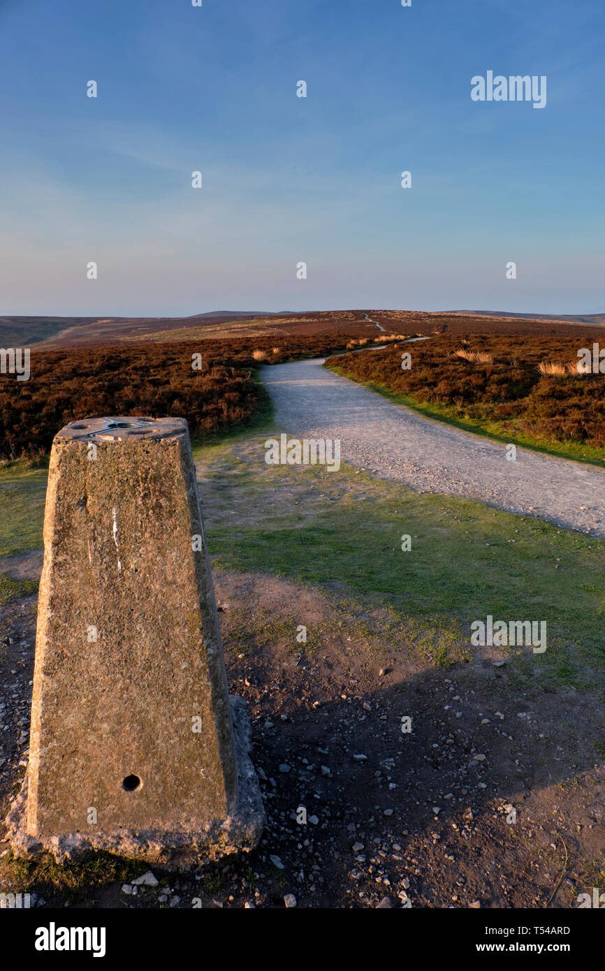 The trig point and Portway summit path on the Long Mynd, Church ...