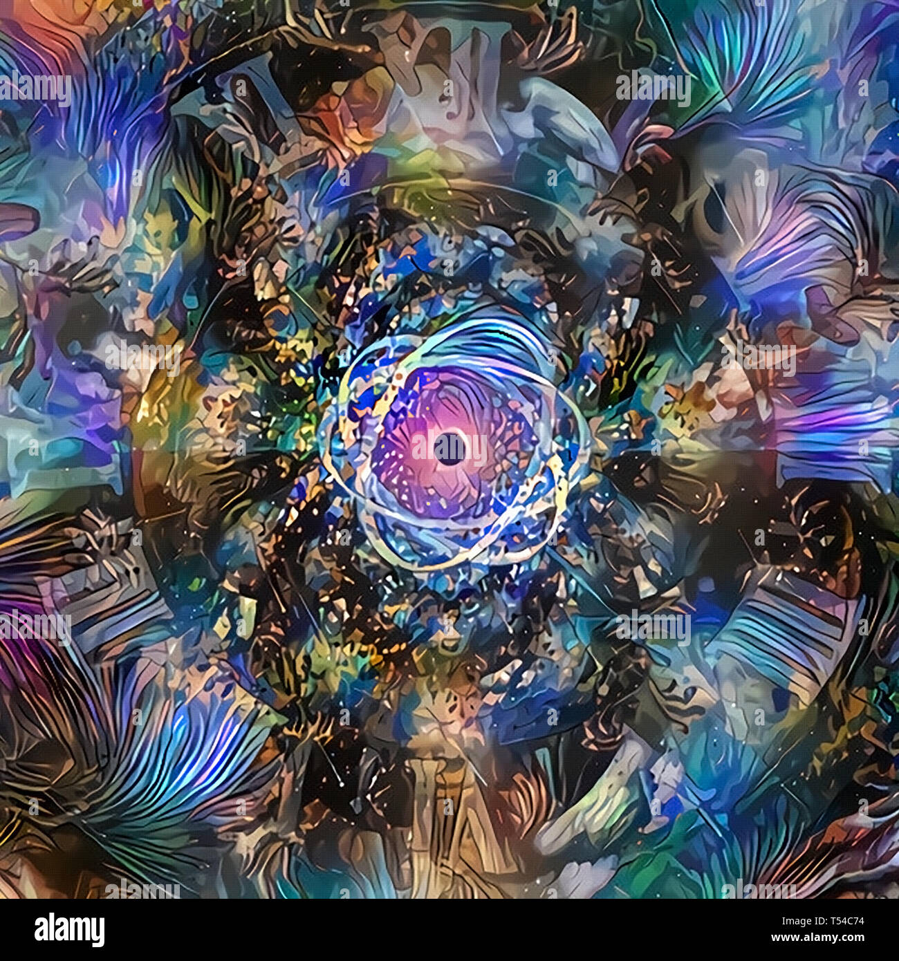 Person With Abstract Clock Paintings