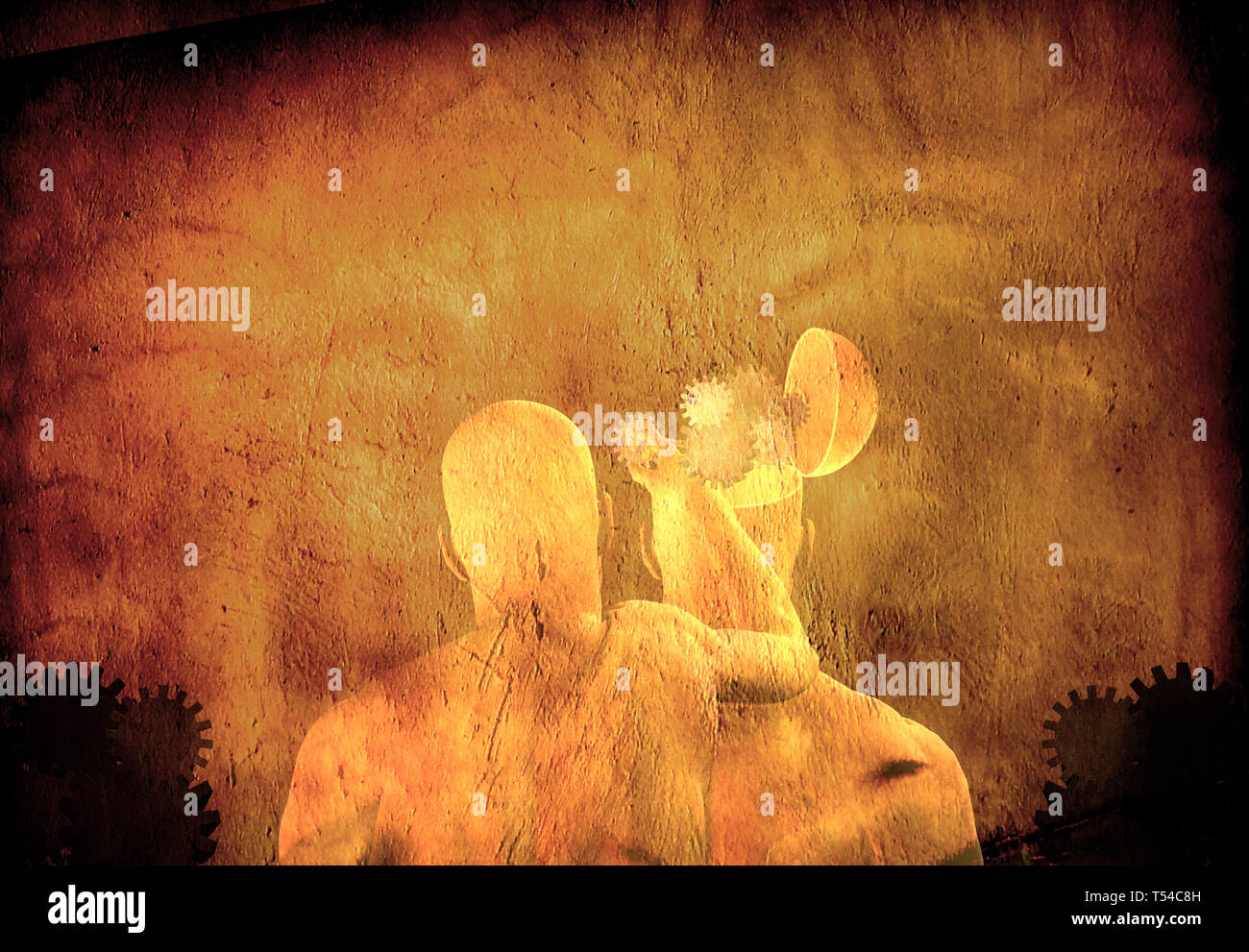 Silhouette head cogwheels brain hi-res stock photography and images - Alamy