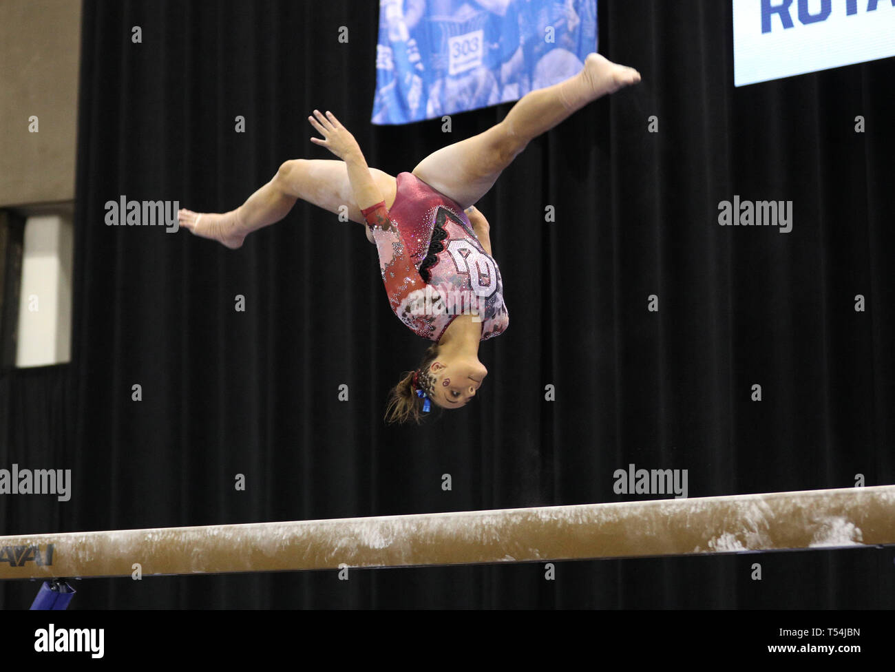 Fort Worth, TX, USA. 20th Apr, 2019. Oklahoma's Maggie Nichols performs ...