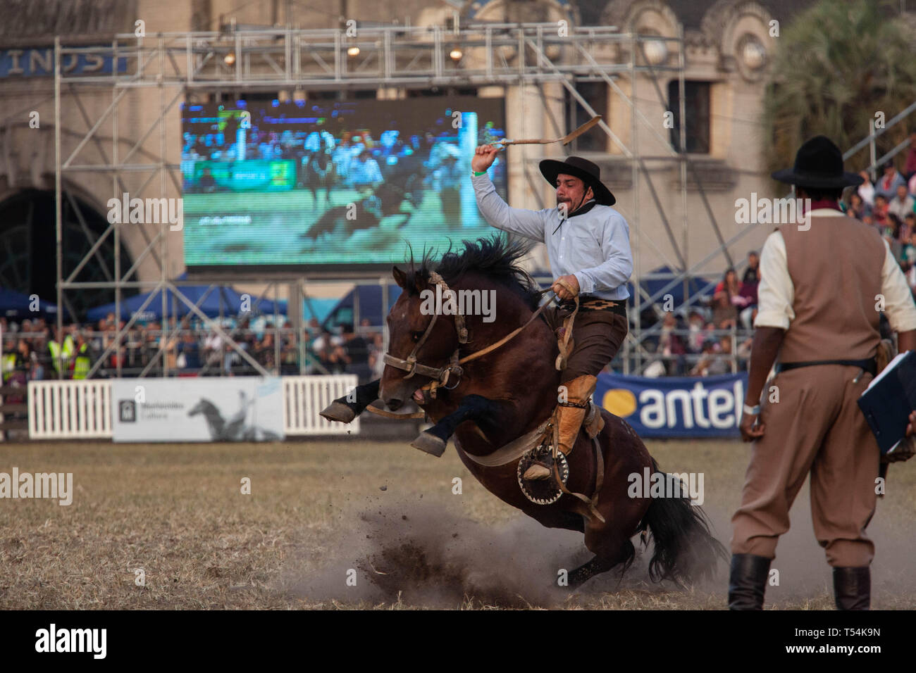 Montevideo, Uruguay. 20th Apr, 2019. A Gaucho (Cowboy) seen riding a ...
