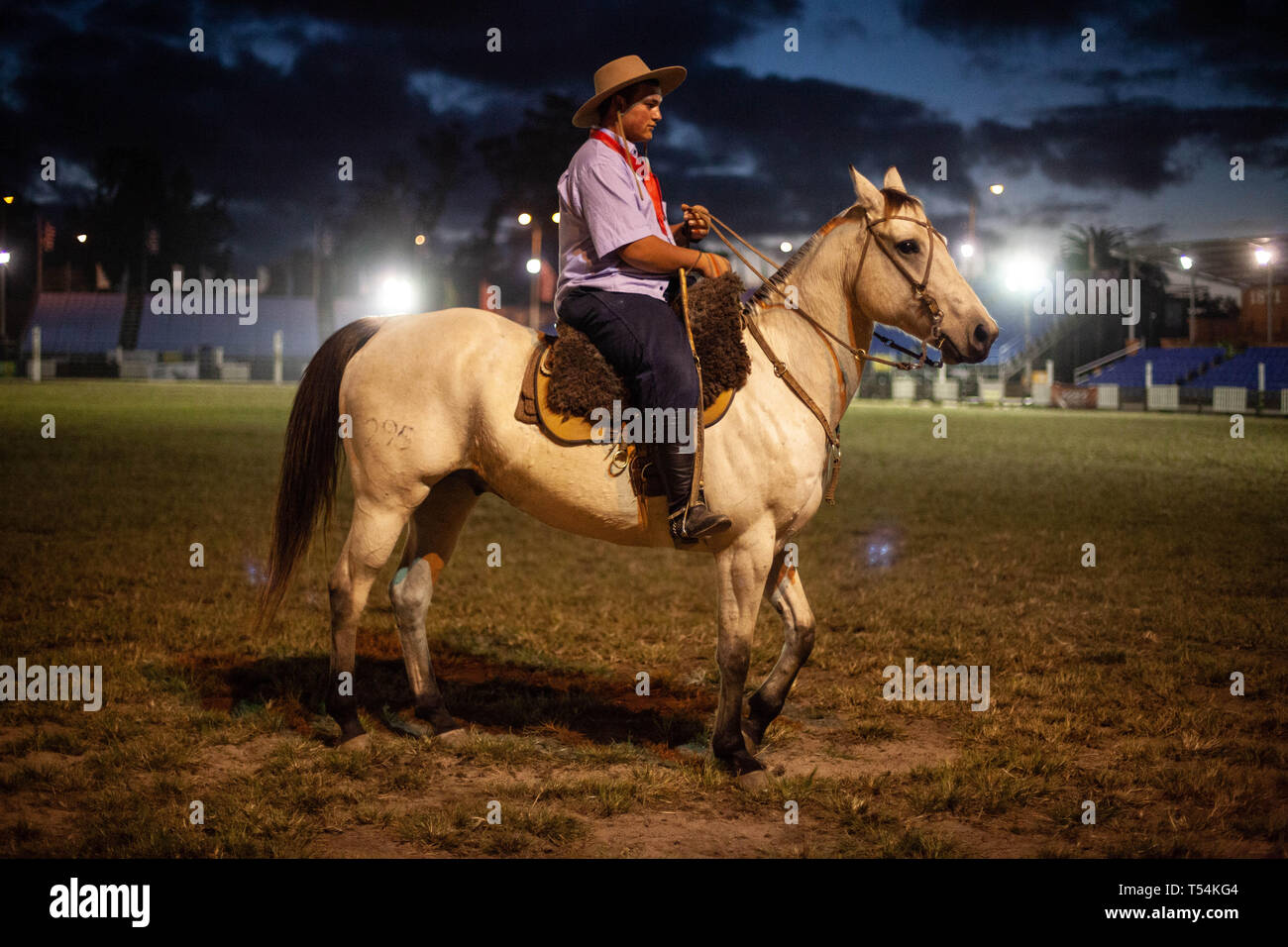 Montevideo, Uruguay. 20th Apr, 2019. A Gaucho (Cowboy) seen riding a ...