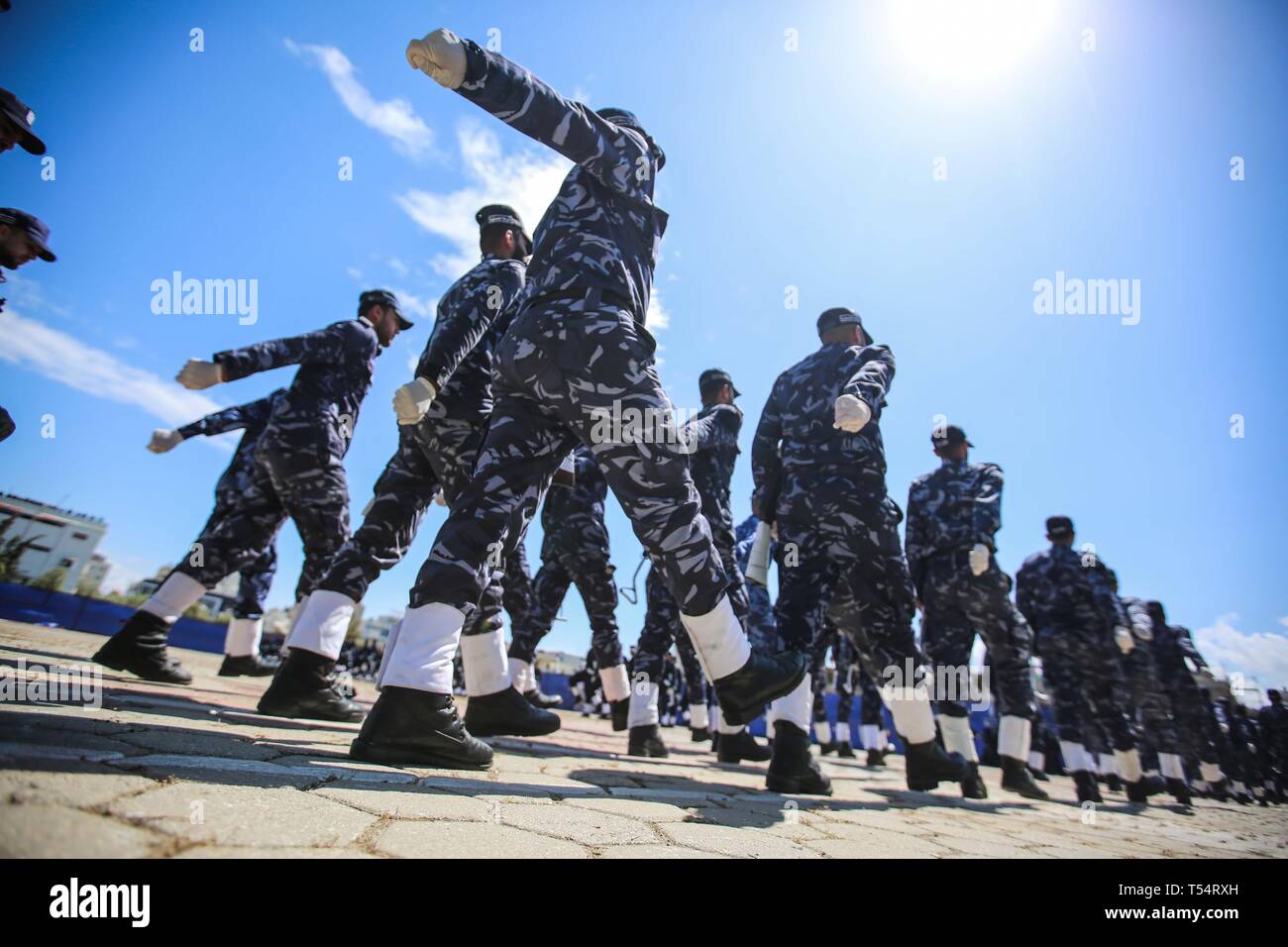 Gaza City, The Gaza Strip, Palestine. 21st Apr, 2019. Police men belong ...