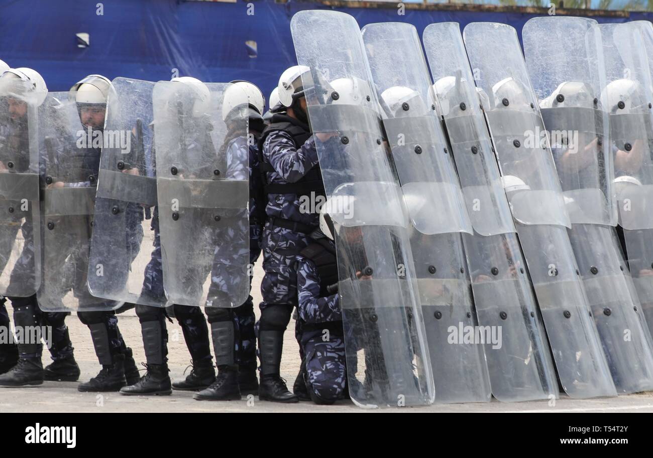 Gaza City, The Gaza Strip, Palestine. 19th Apr, 2019. Police men belong ...