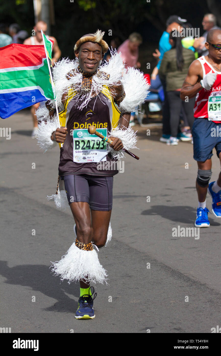 Zulu clothing and SA Flag, Running the Two Oceans Ultra Marathon Stock ...