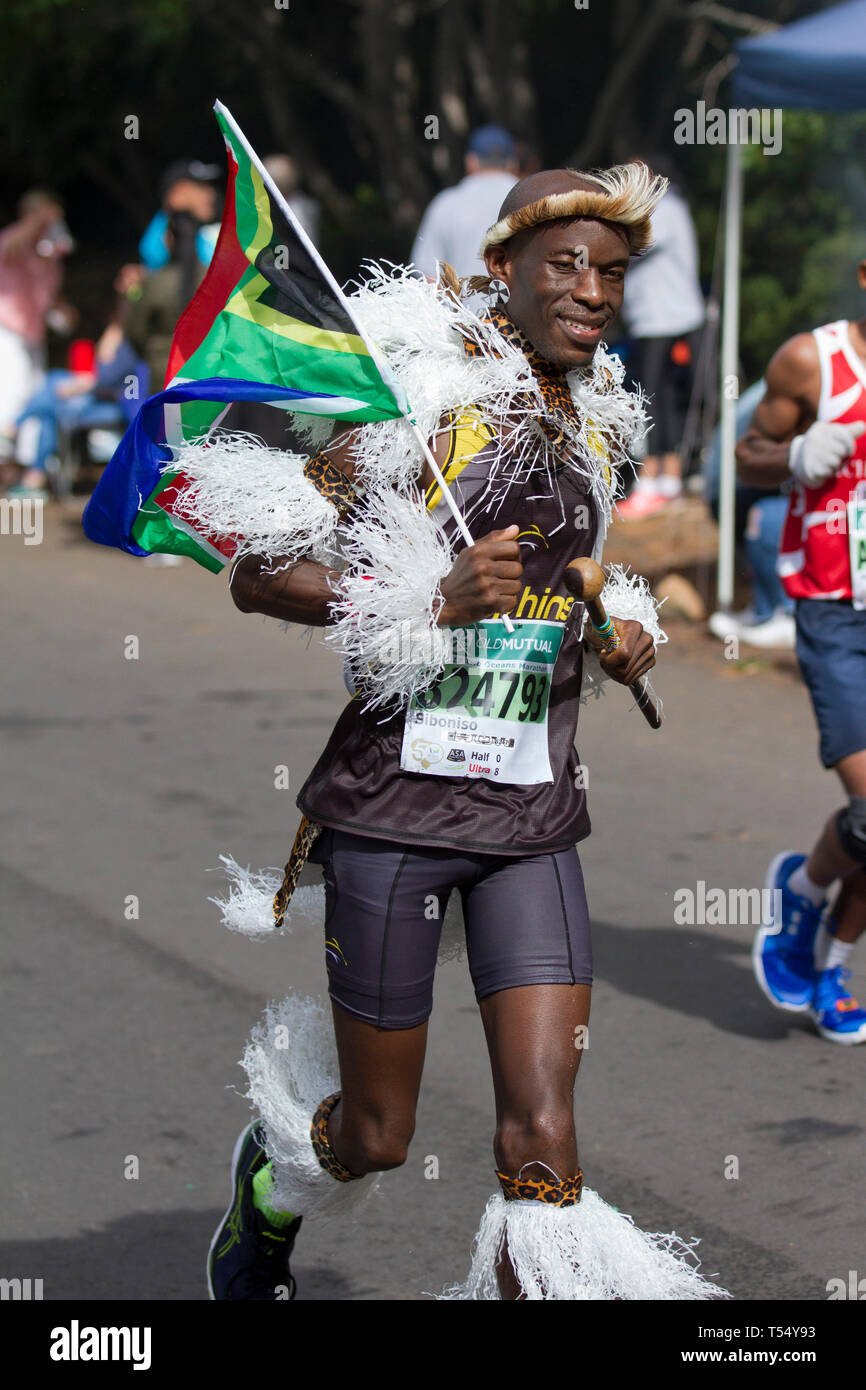 Zulu clothing and SA Flag, Running the Two Oceans Ultra Marathon Stock ...