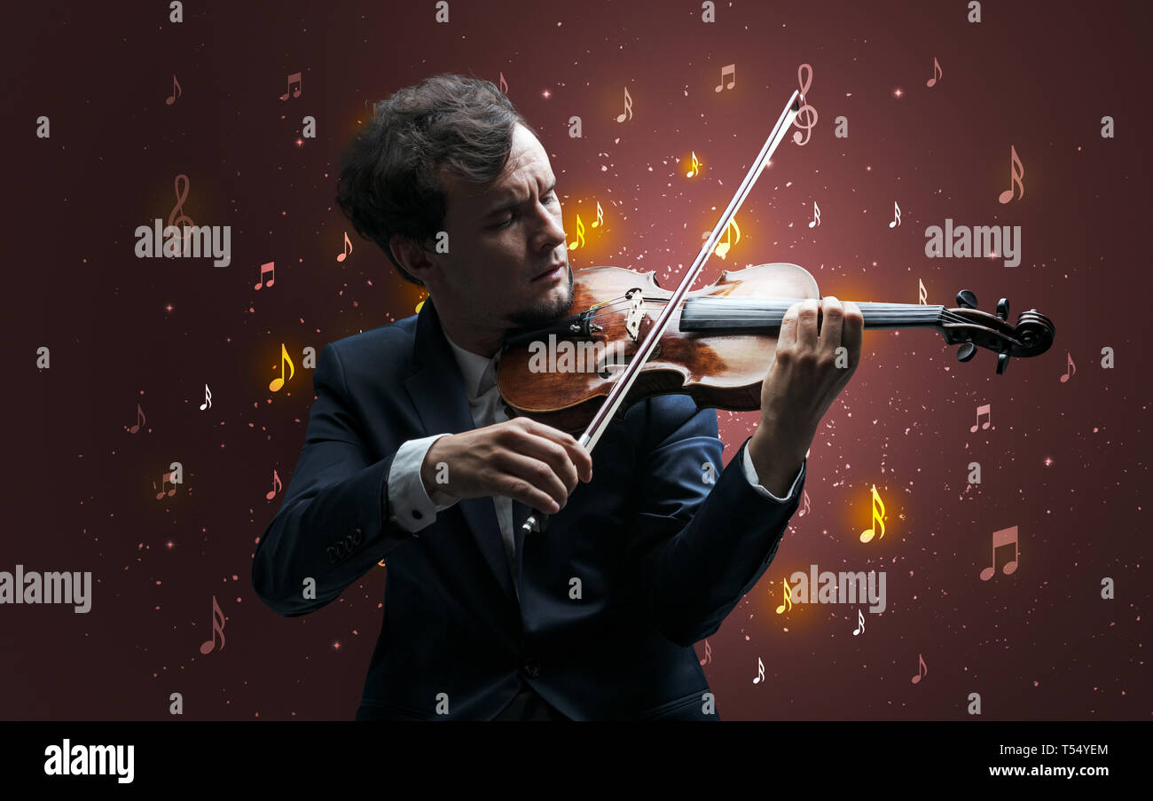 Young violinist with falling musical notes wallpaper and classical ...