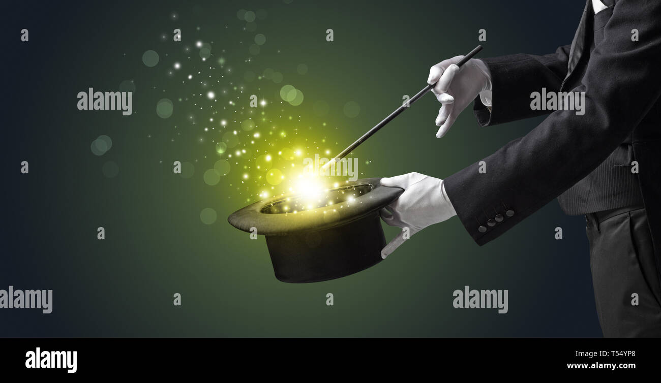 White glove hand conjuring something mysterious Stock Photo - Alamy