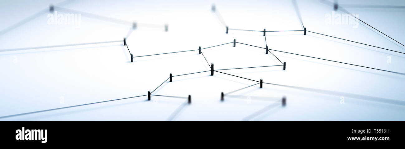 Connection concept digital technology network panorama 3d rendering ...