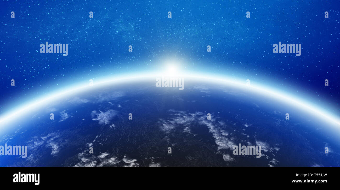 Atmosphere Earth horizon. Elements of this image furnished by NASA. 3d ...