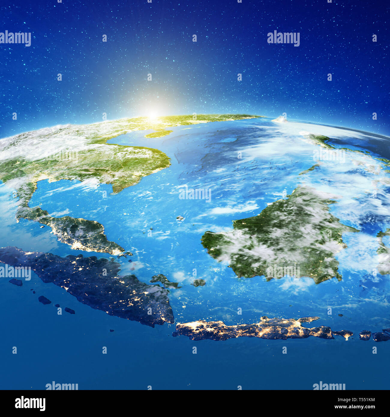 Indonesia islands from space. Elements of this image furnished by NASA ...