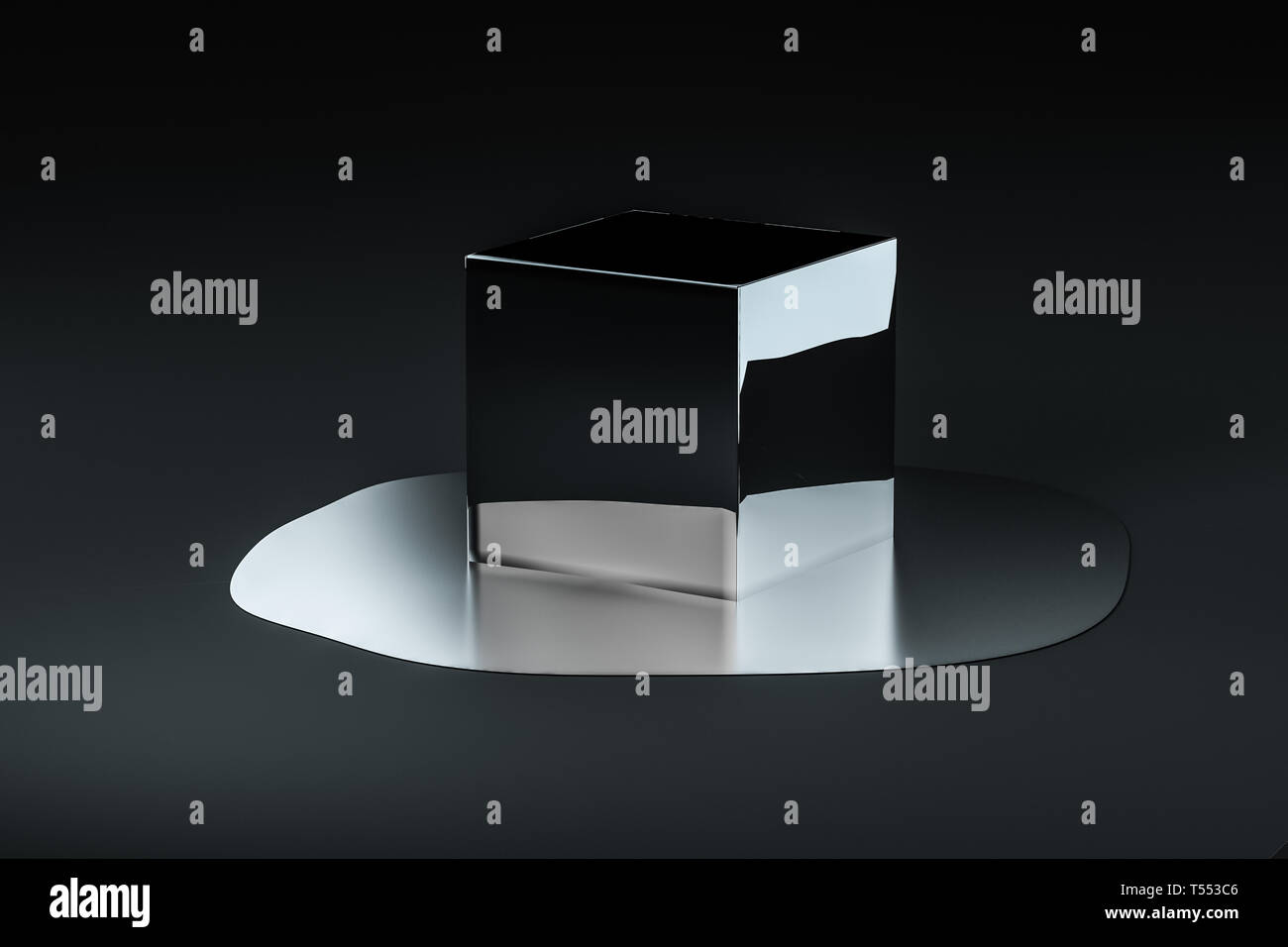 3d rendering, creative melted geometry with dark background, concept of ...