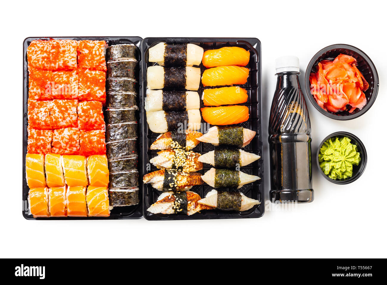 sushi set in a package on white isolated background Stock Photo - Alamy