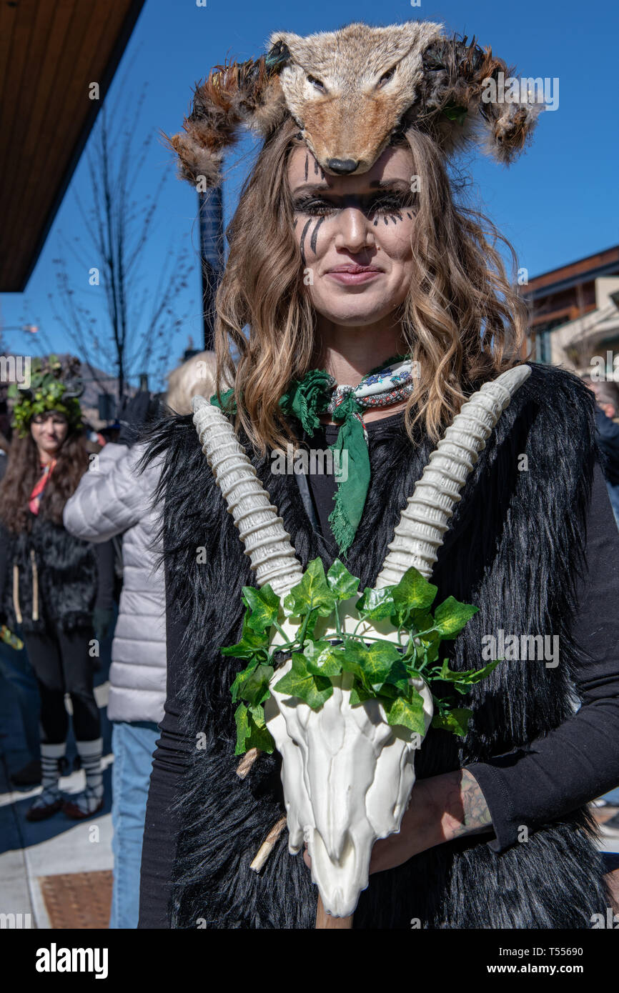 Black sheep dancer at the Trailing of the Sheep Festival in Idaho, USA ...