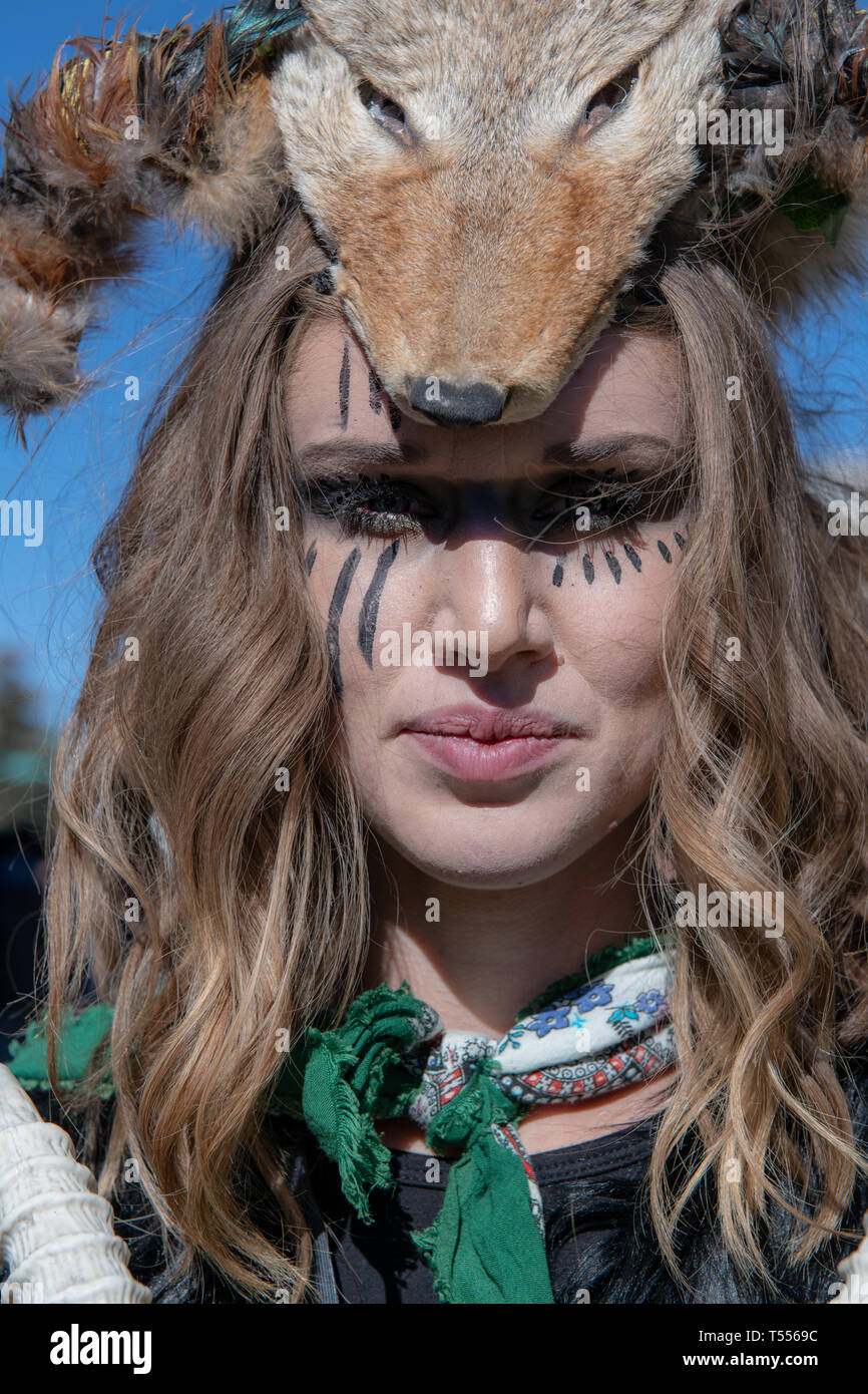 Black sheep dancer at the Trailing of the Sheep Festival in Idaho, USA ...
