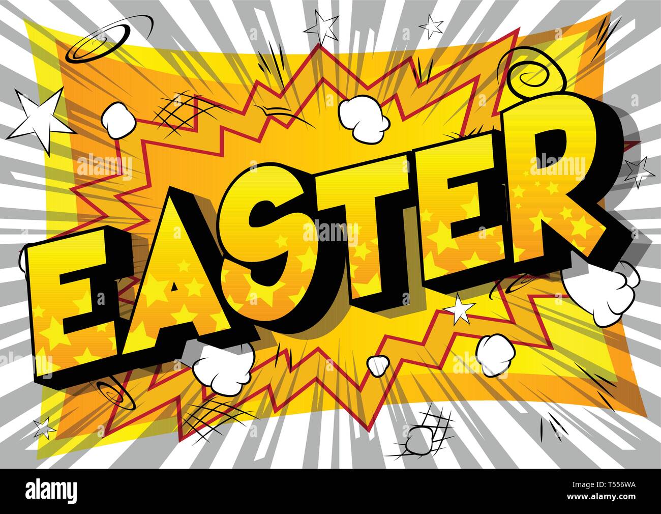 Easter - Vector illustrated comic book style phrase on abstract ...