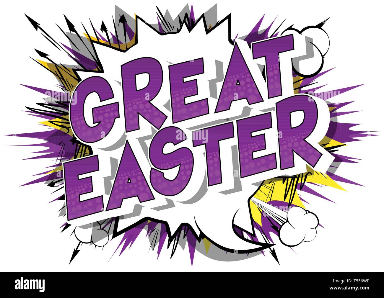 Great Easter - Vector illustrated comic book style phrase on abstract ...