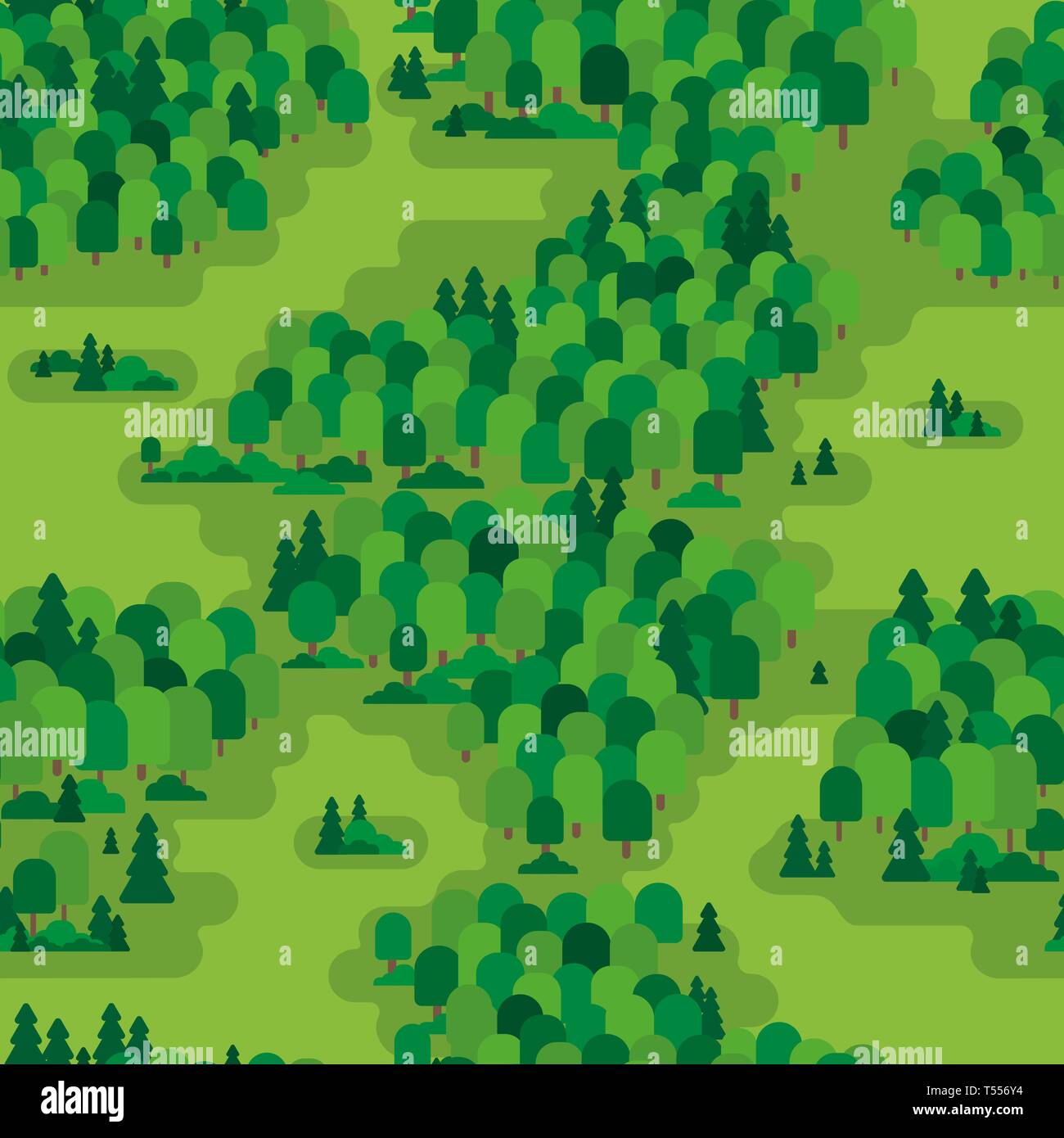 Forest in flat style. Seamless pattern forest, trees, trees, bushes for ...