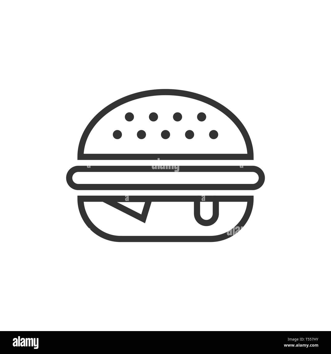 Burger sign icon in flat style. Hamburger vector illustration on white ...