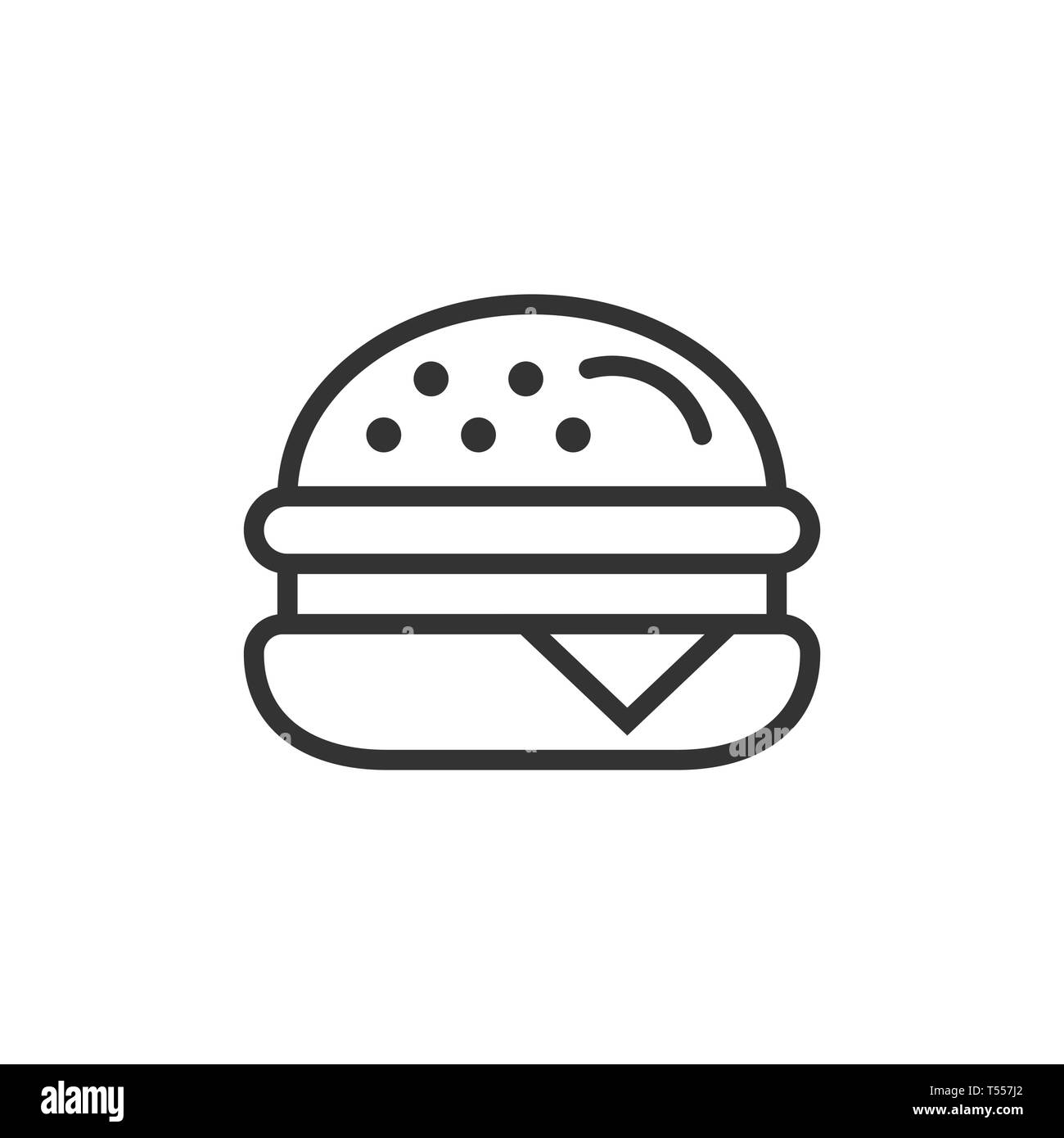 Burger sign icon in flat style. Hamburger vector illustration on white ...