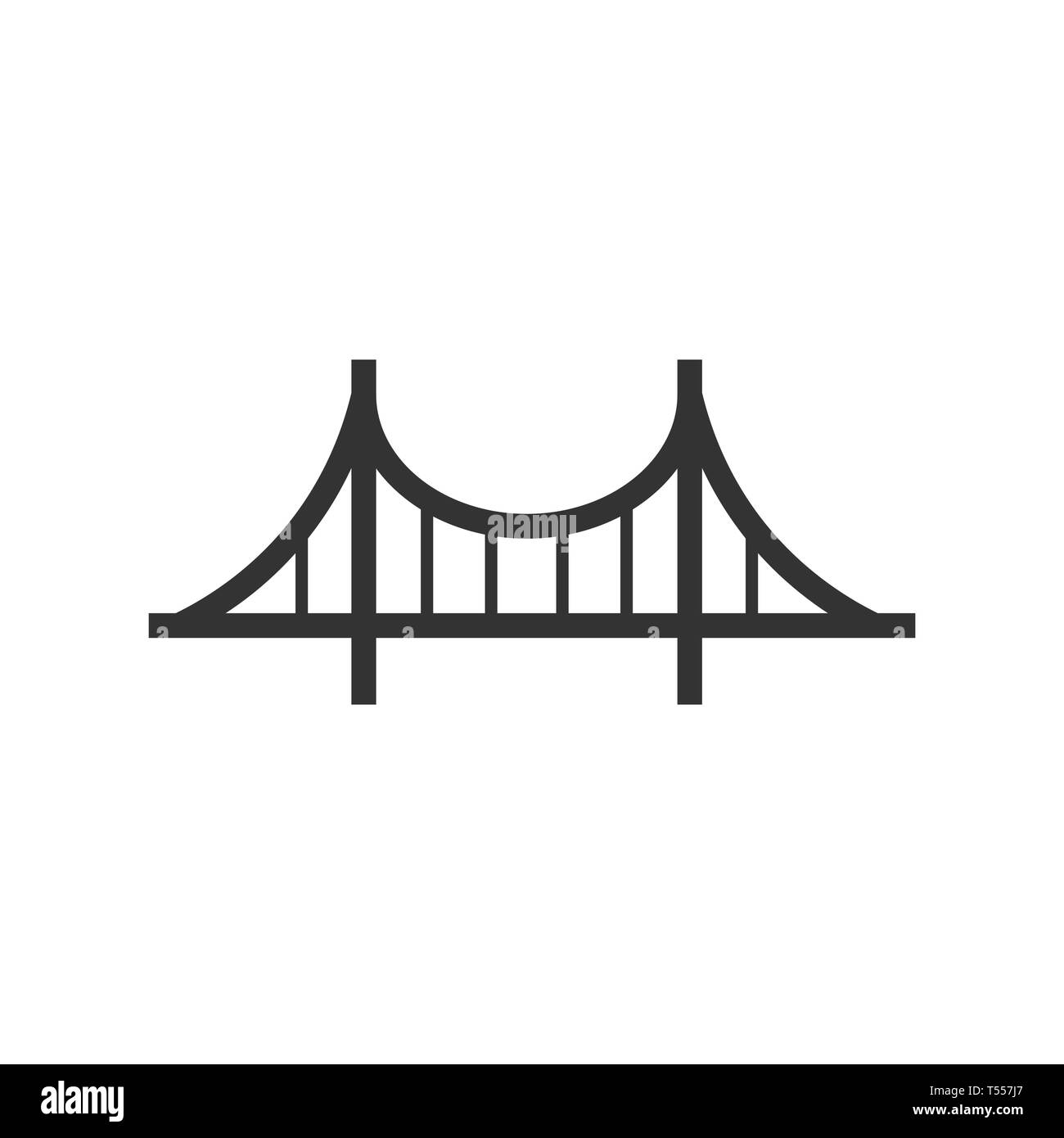 Bridge sign icon in flat style. Drawbridge vector illustration on white ...