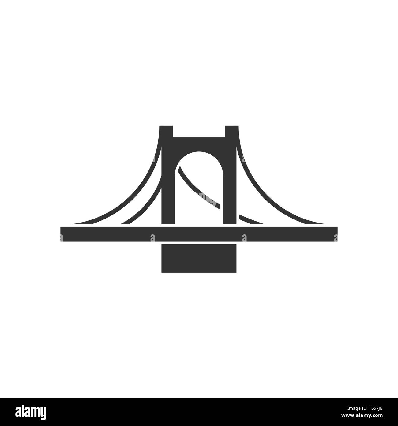 Bridge sign icon in flat style. Drawbridge vector illustration on white ...