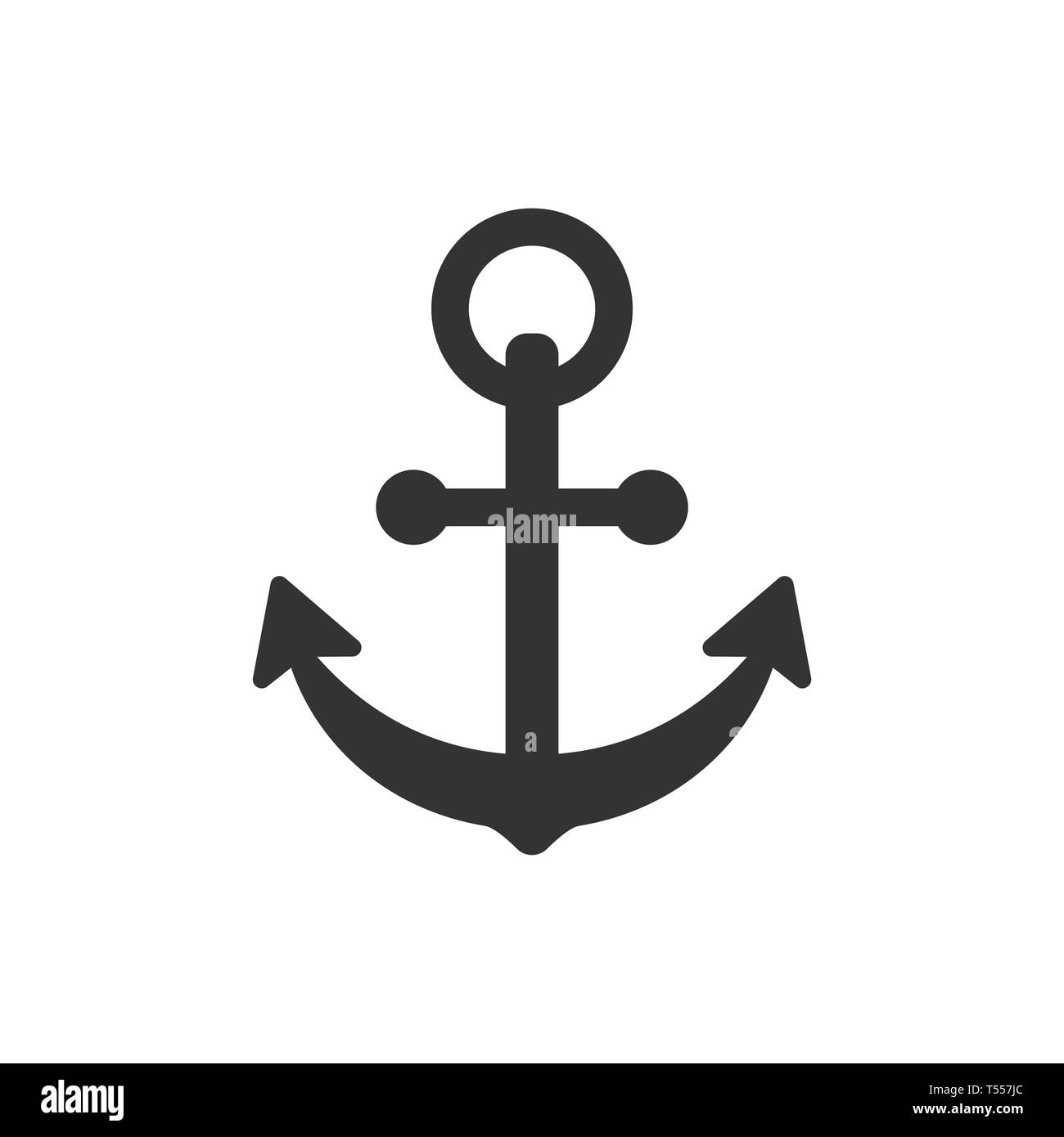Boat anchor sign icon in flat style. Maritime equipment vector ...