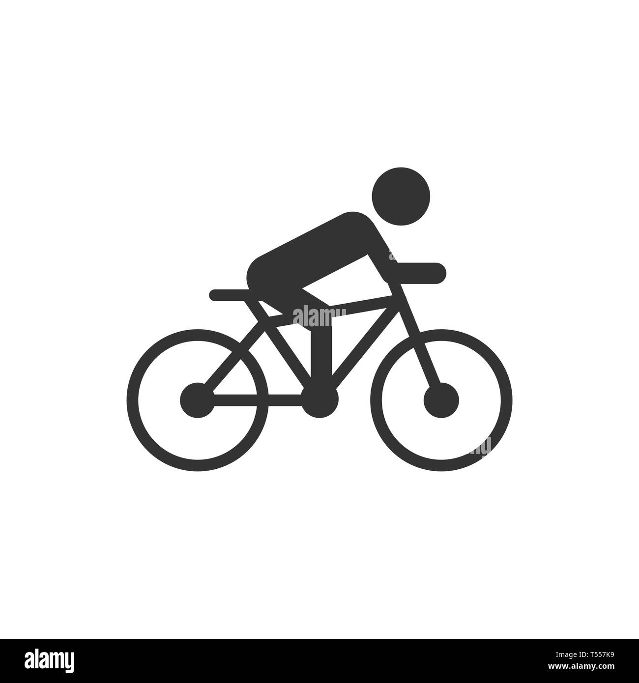 People on bicycle sign icon in flat style. Bike vector illustration on ...