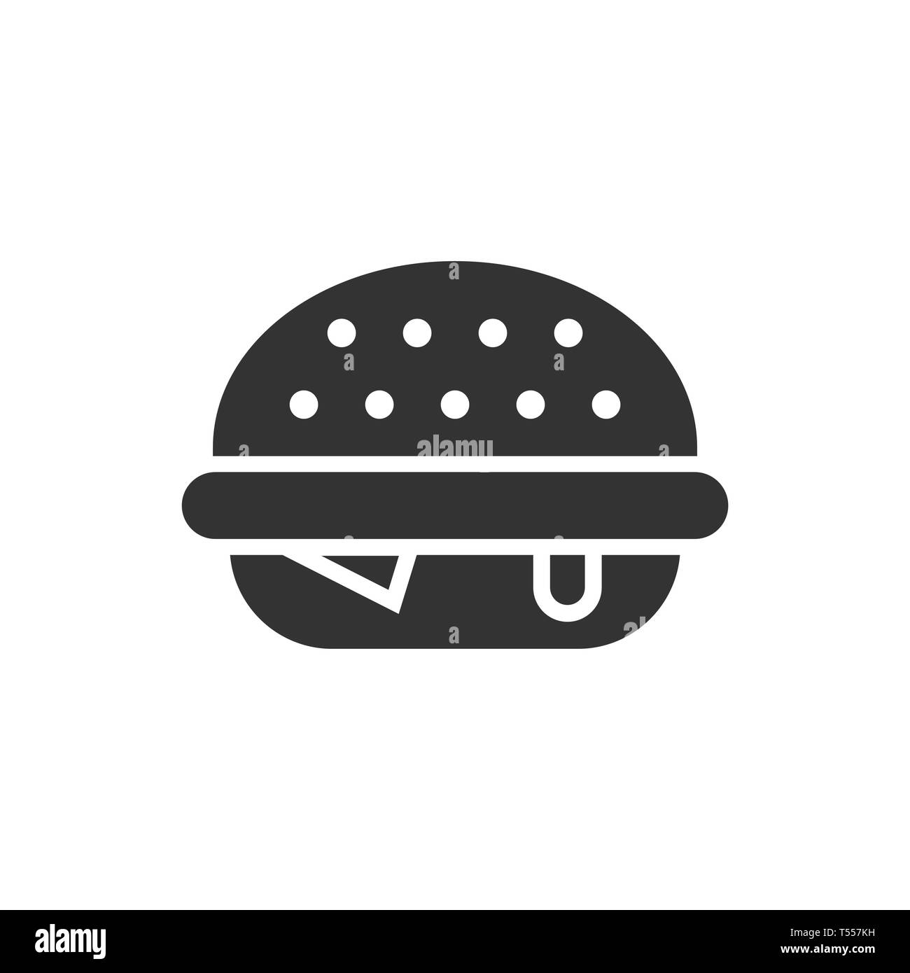 Burger sign icon in flat style. Hamburger vector illustration on white ...