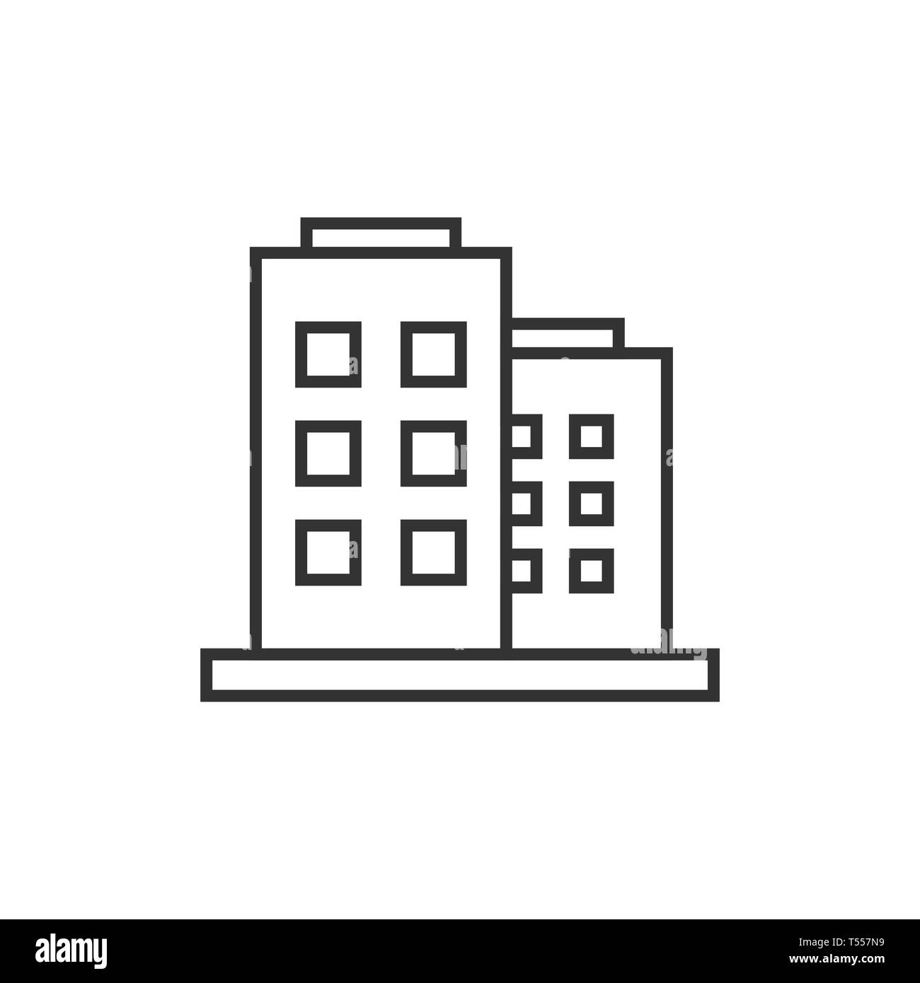 Office building sign icon in flat style. Apartment vector illustration ...